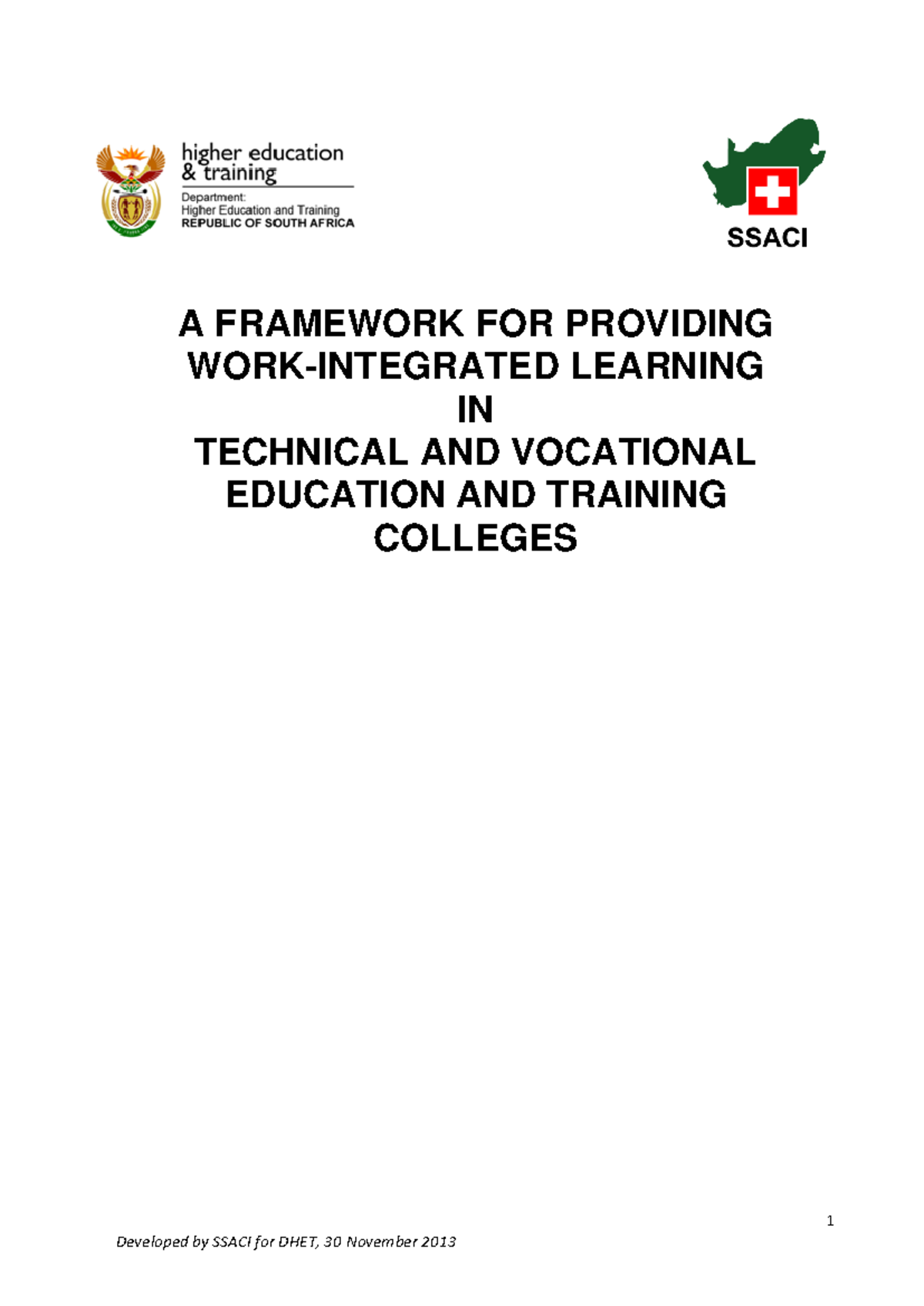 Work Intgerated Learning Framework - 1 A FRAMEWORK FOR PROVIDING WORK ...