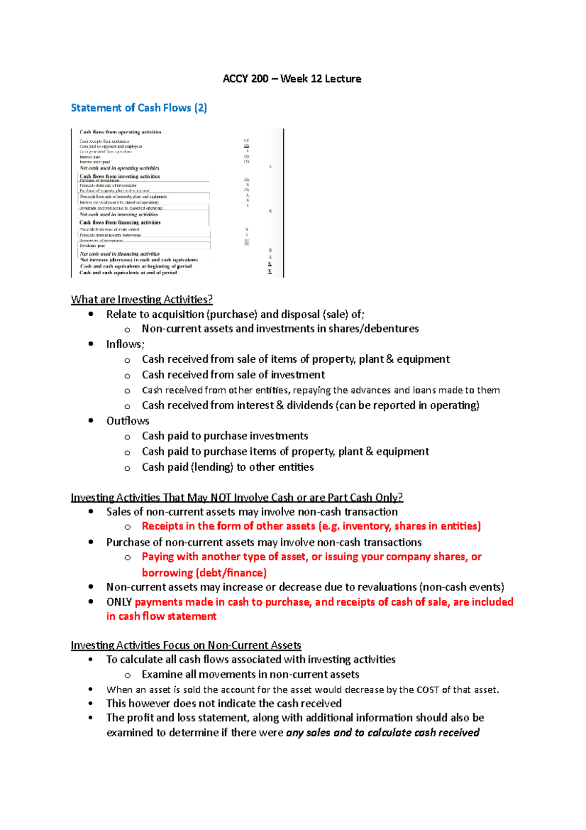 ACCY 200 - Week 12 Lecture - ACCY 200 – Week 12 Lecture Statement of ...