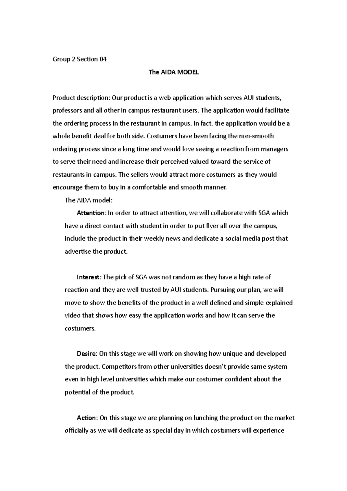 AIDA - aida - Group 2 Section 04 The AIDA MODEL Product description ...