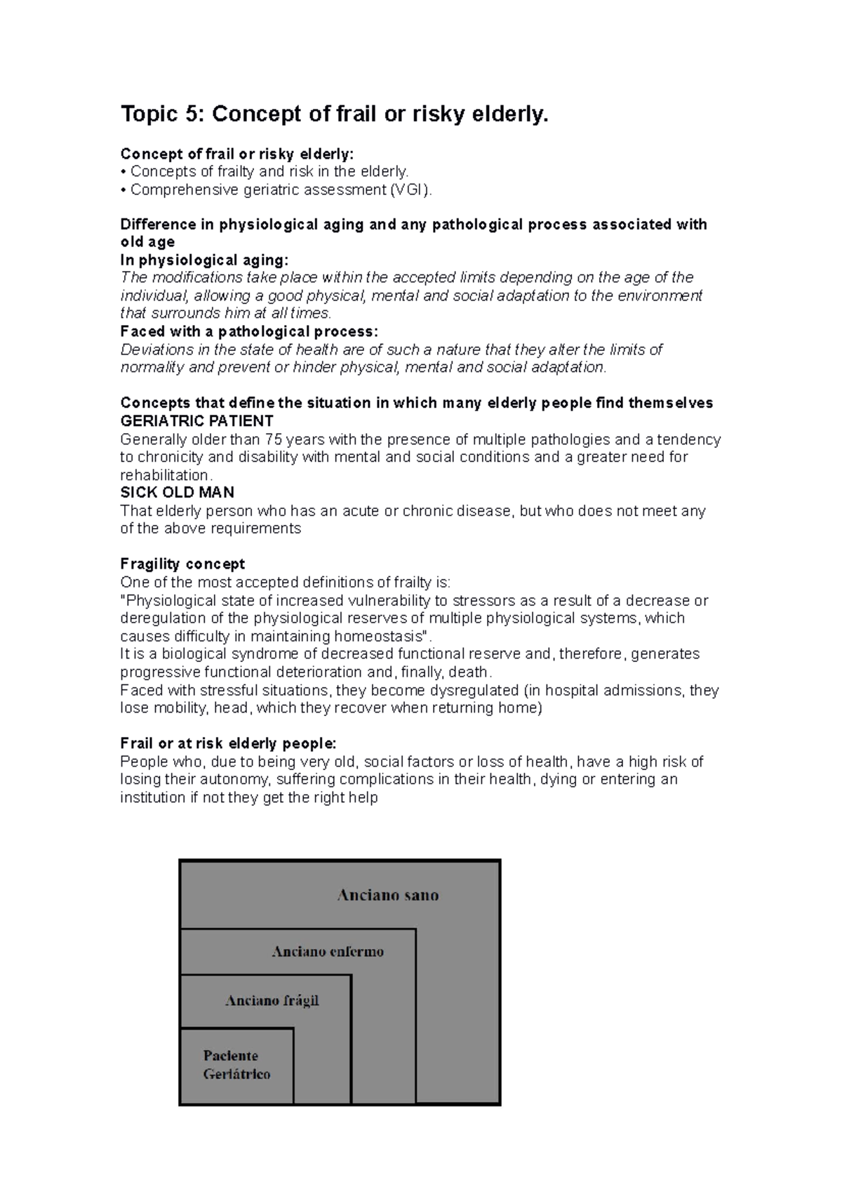 Unit 5 - Lecture notes 5 - Topic 5: Concept of frail or risky elderly ...
