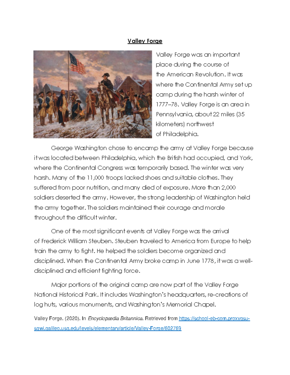 - 13b valley forge - Valley Forge Valley Forge was an important place ...