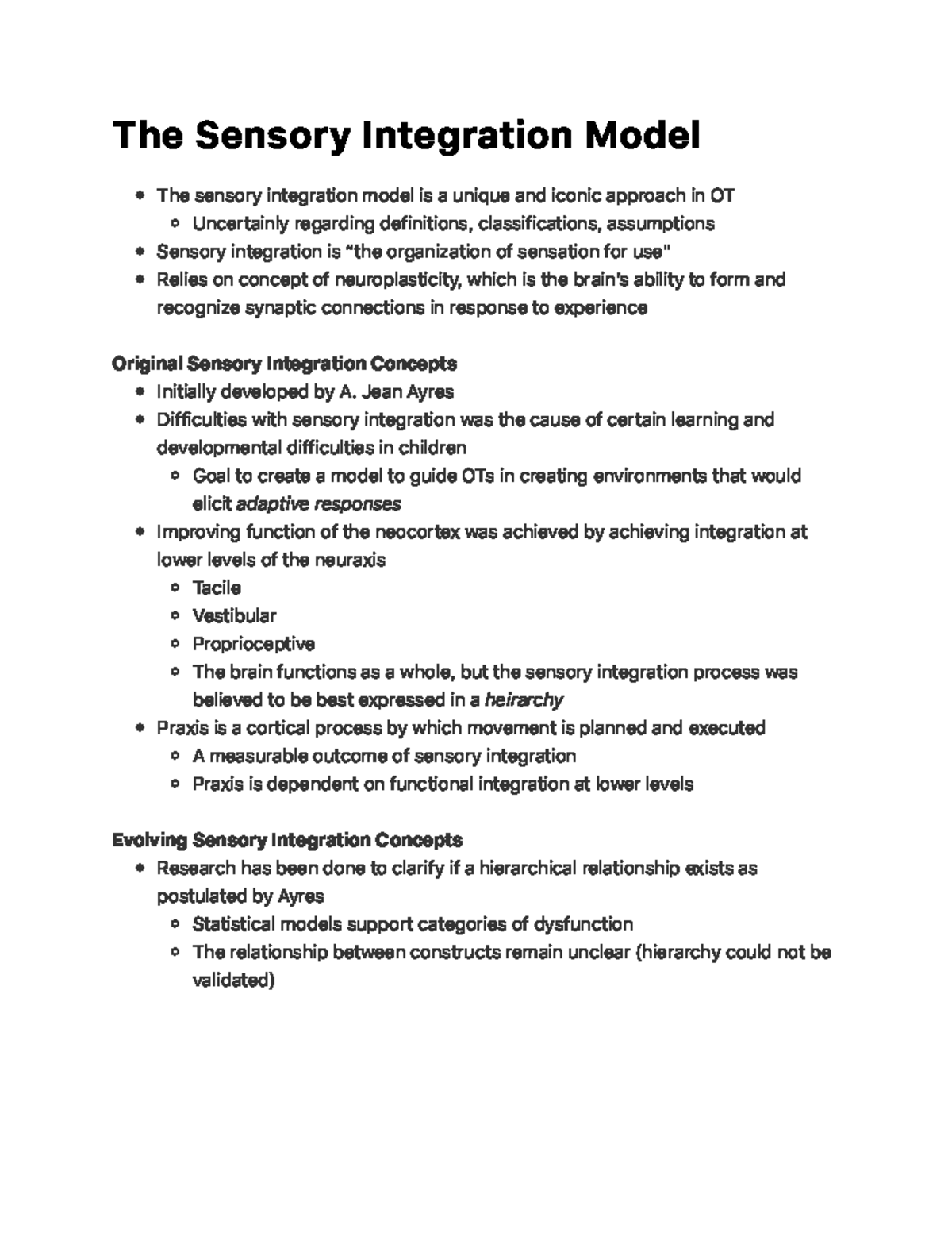 The Sensory Integration Model - T h e S e n s o r y I n te g ra t i o n ...