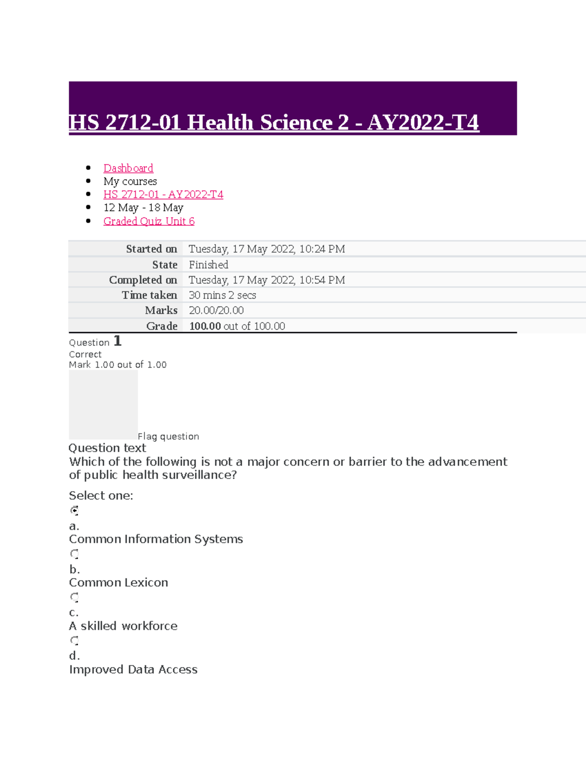 HS 2712 graded quiz - mnkn - HS 2712-01 Health Science 2 - AY2022-T ...
