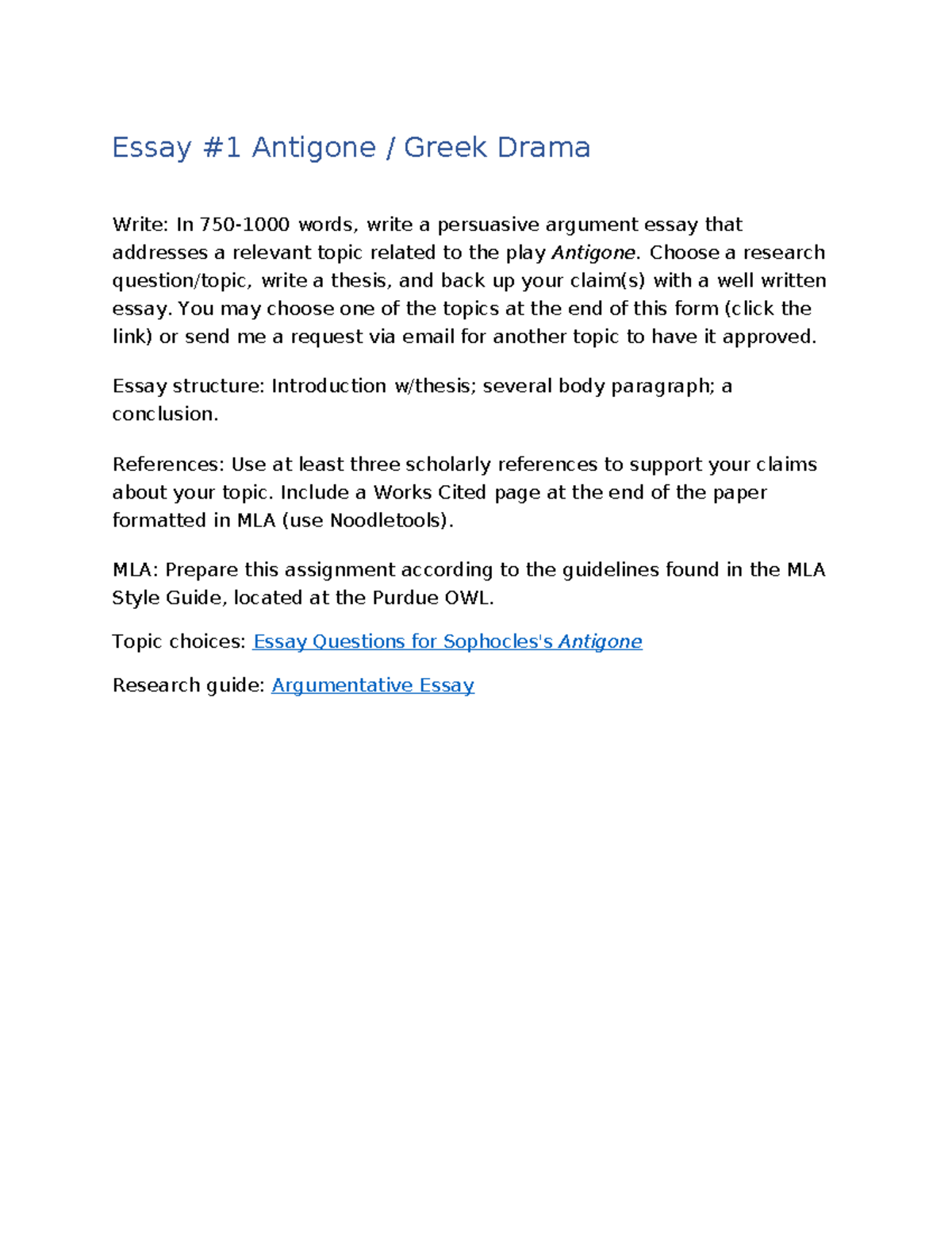 Essay 1 Antigone - Tagged - Essay #1 Antigone / Greek Drama Write: In ...