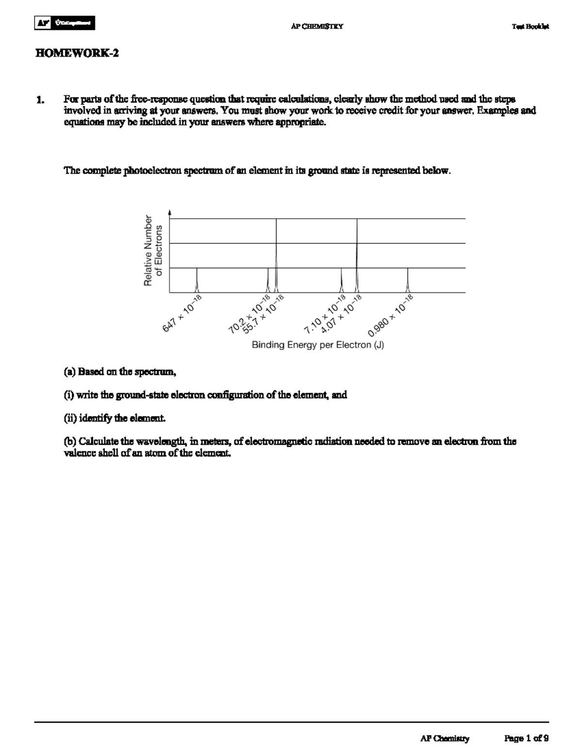Homework-2 - Unit 1 mcq and frq - AP S CollegeBoard AP CHEMISTRY Test ...