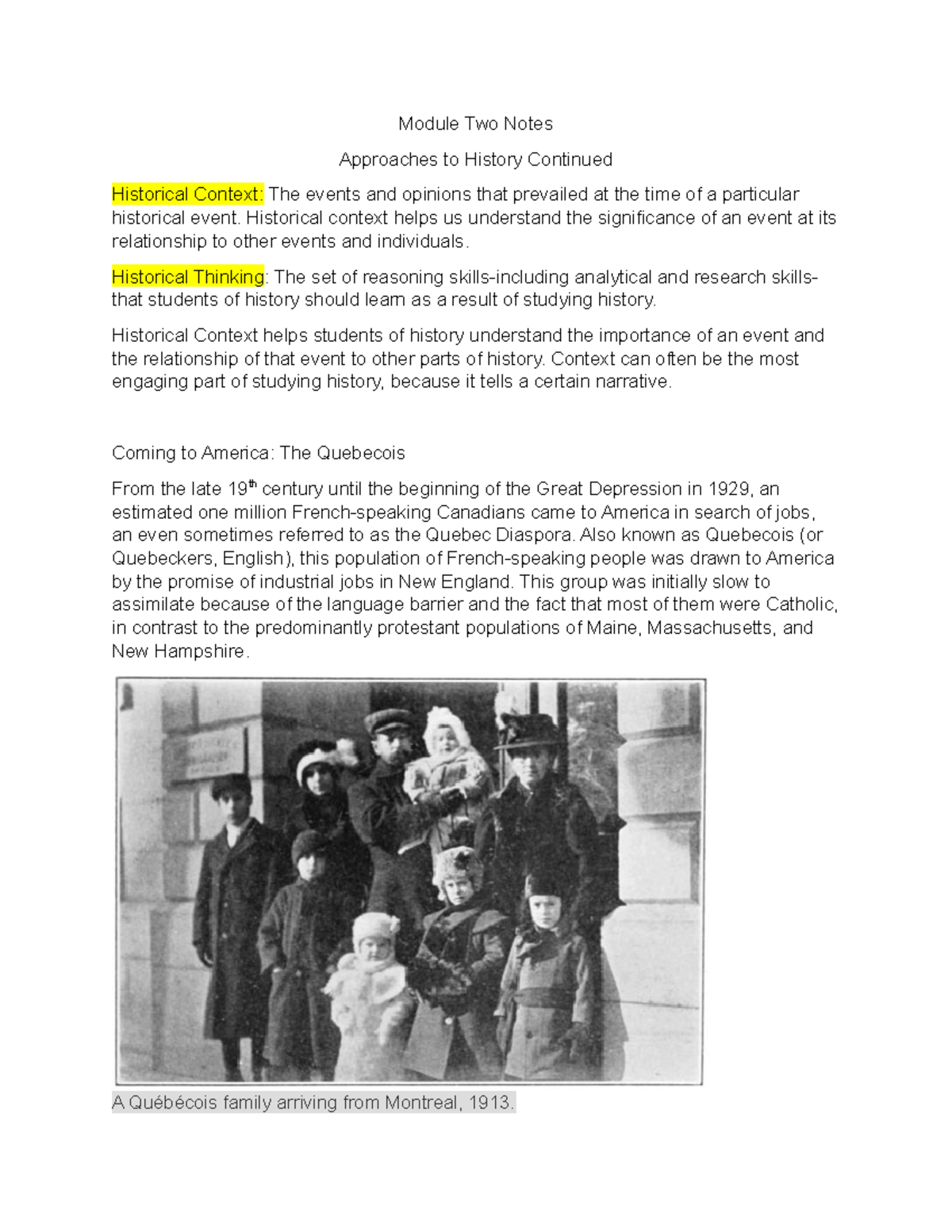 Module Two Notes N A Module Two Notes Approaches To History Continued Historical Context