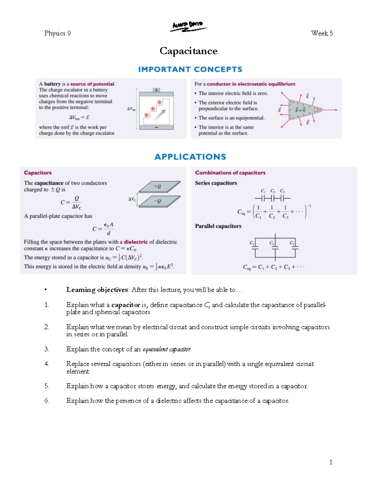 Week 5 Capacitance - Kristina Callaghan - Physics 9 Week 5 Capacitance ...