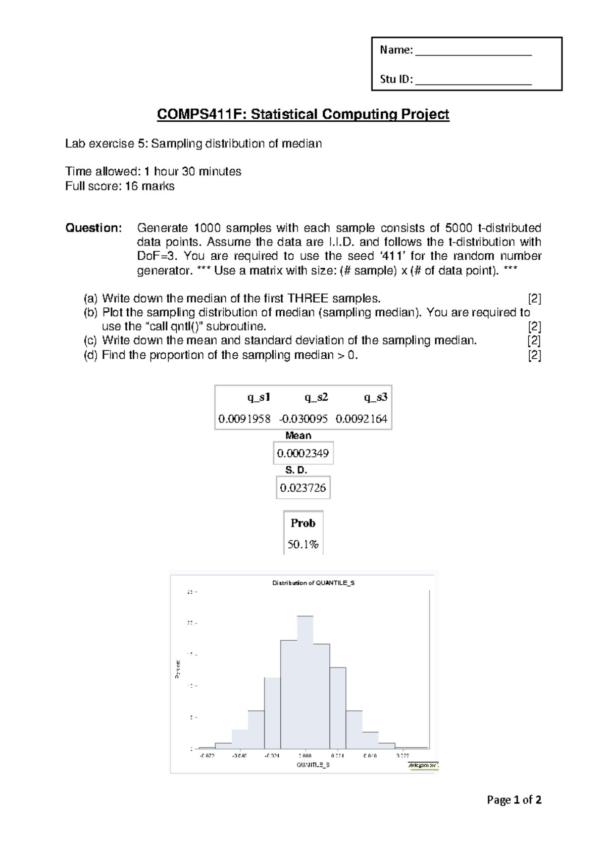 Lab5 Sampling Distribution Answer - Page 1 of 2 COMPS411F: Statistical ...