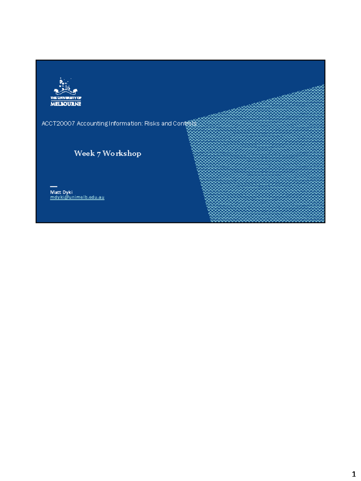 Week 7 Workhop Sales new - ACCT20007 Accounting Information: Risks and ...