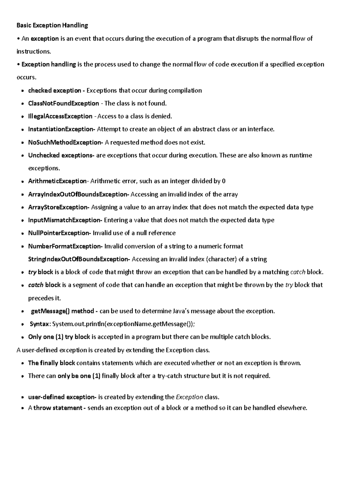 Oop 124 Basic Exception Handling An Exception Is An Event That