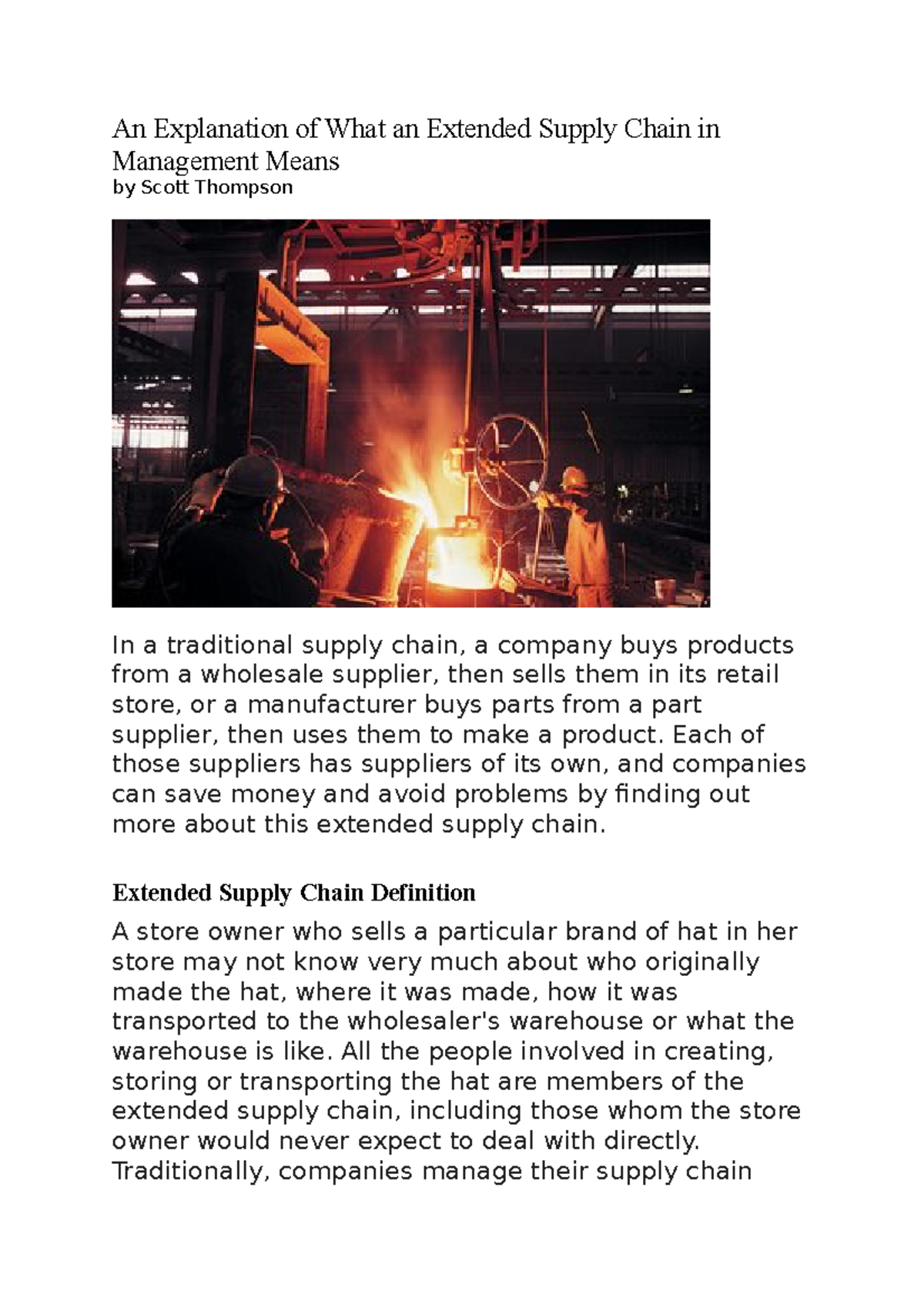 An Explanation of What an Extended Supply Chain in Management Means ...