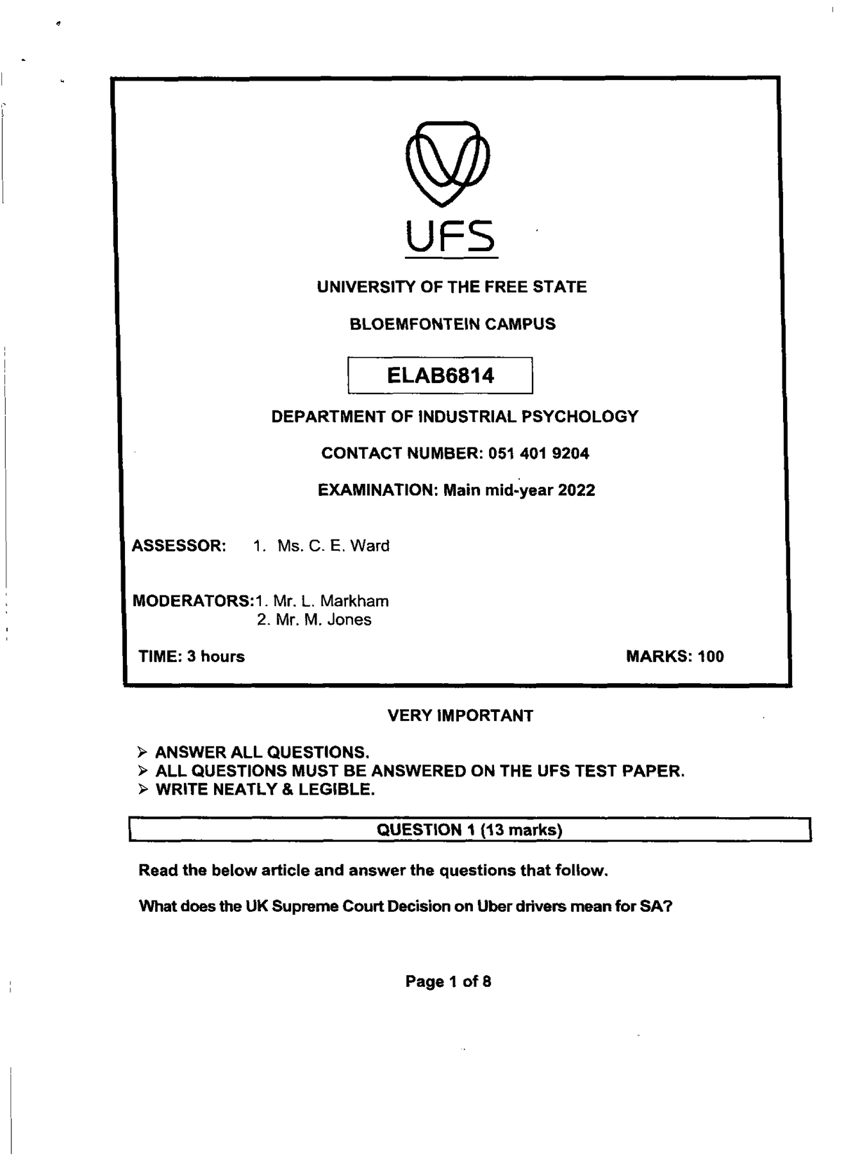 Micro economics past papers of the university of the free state - UFS ...