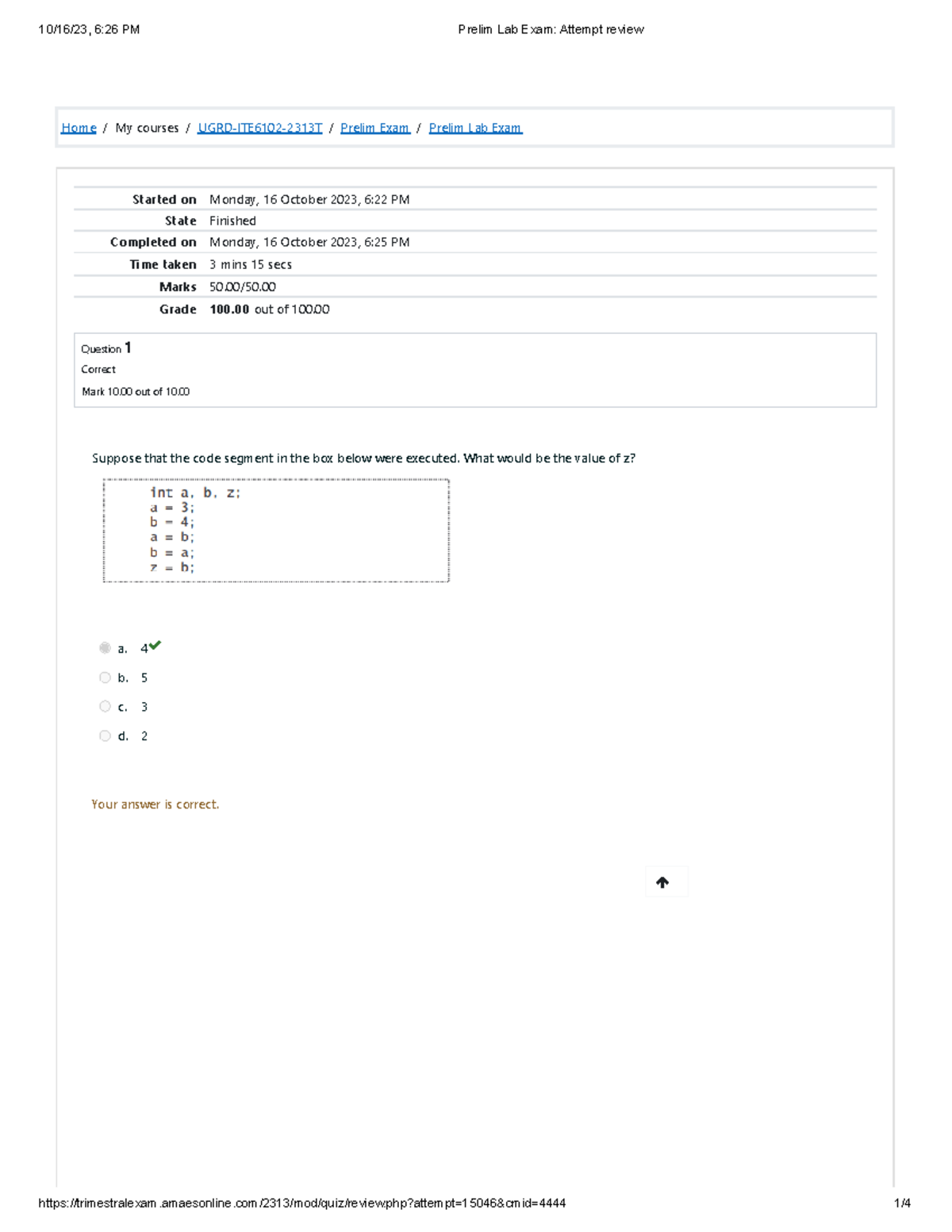Prelim Lab Exam Com Prog - Home / My courses / UGRD-ITE6102-2313T ...