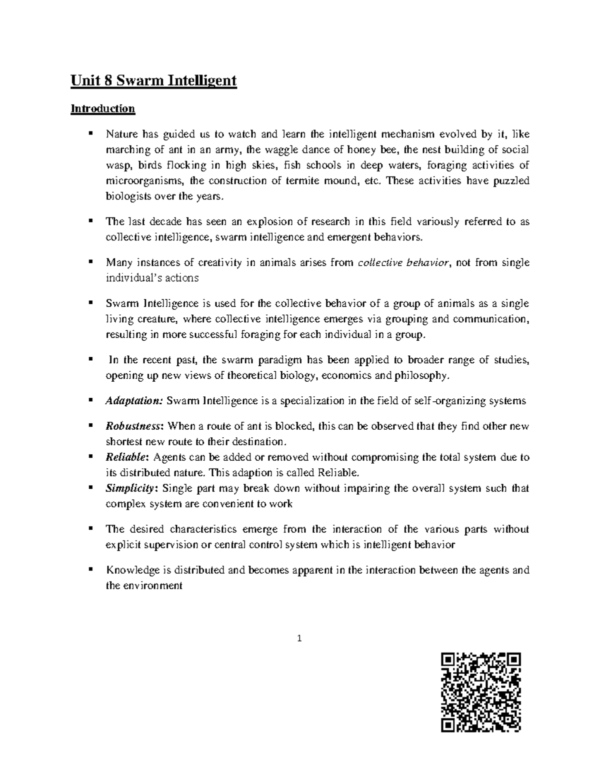 Unit 8 Swarm Intelligent Note Unit 8 Swarm Intelligent Introduction Nature Has Guided Us To