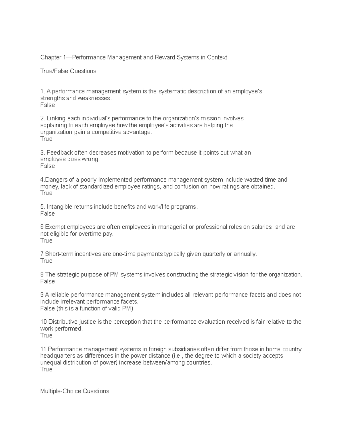 Test 1 30 September 2020, questions and answers - Chapter 1—Performance ...