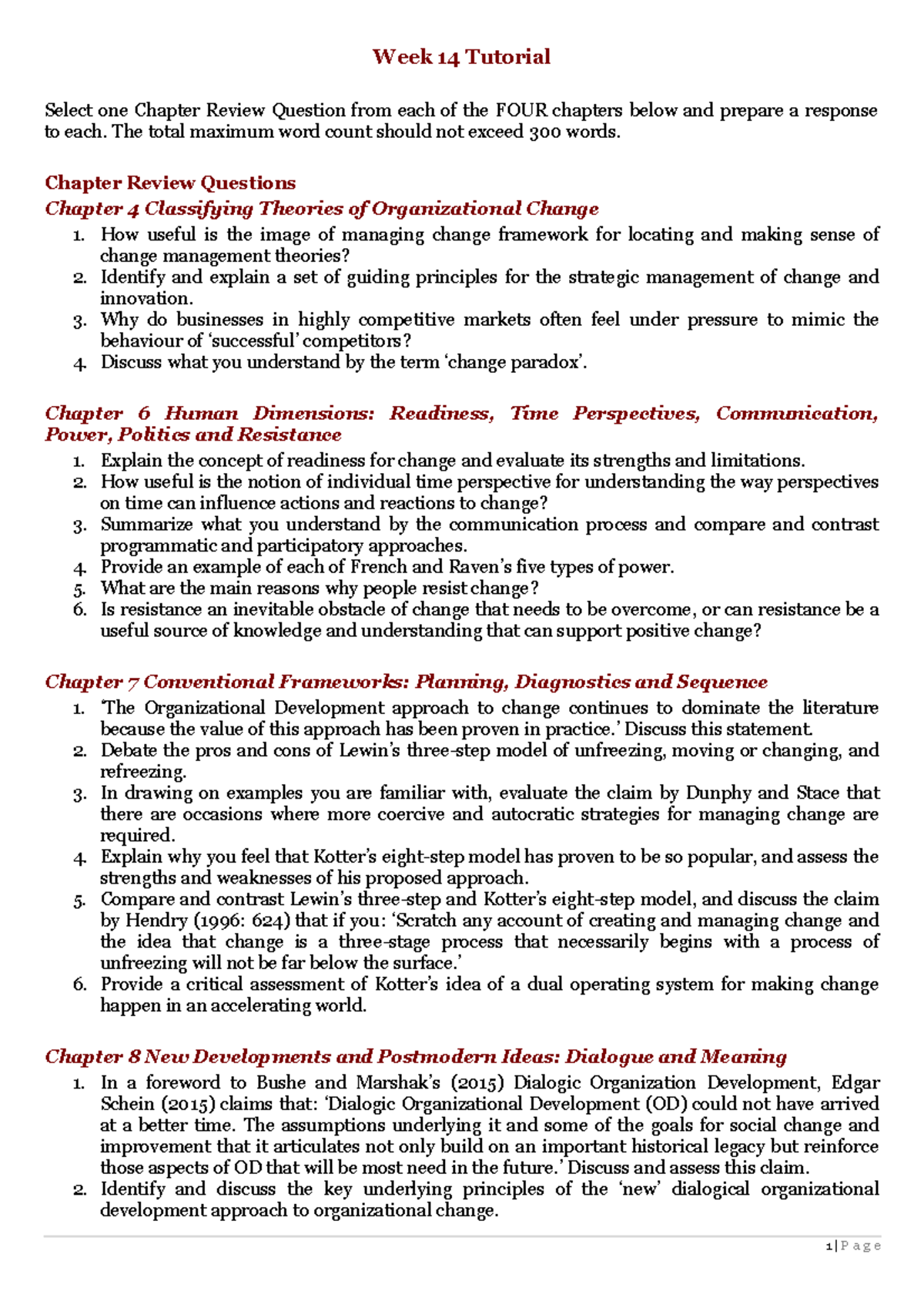 Week 14 - Chapter Review Questions - Week 14 Tutorial Select one ...