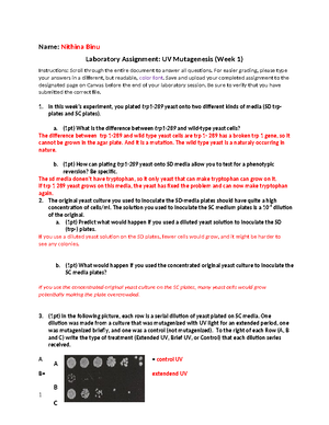Isolation and Quantification of Microorganisms Lab Assignment - 1 Name: Nithina Binu Lab ...