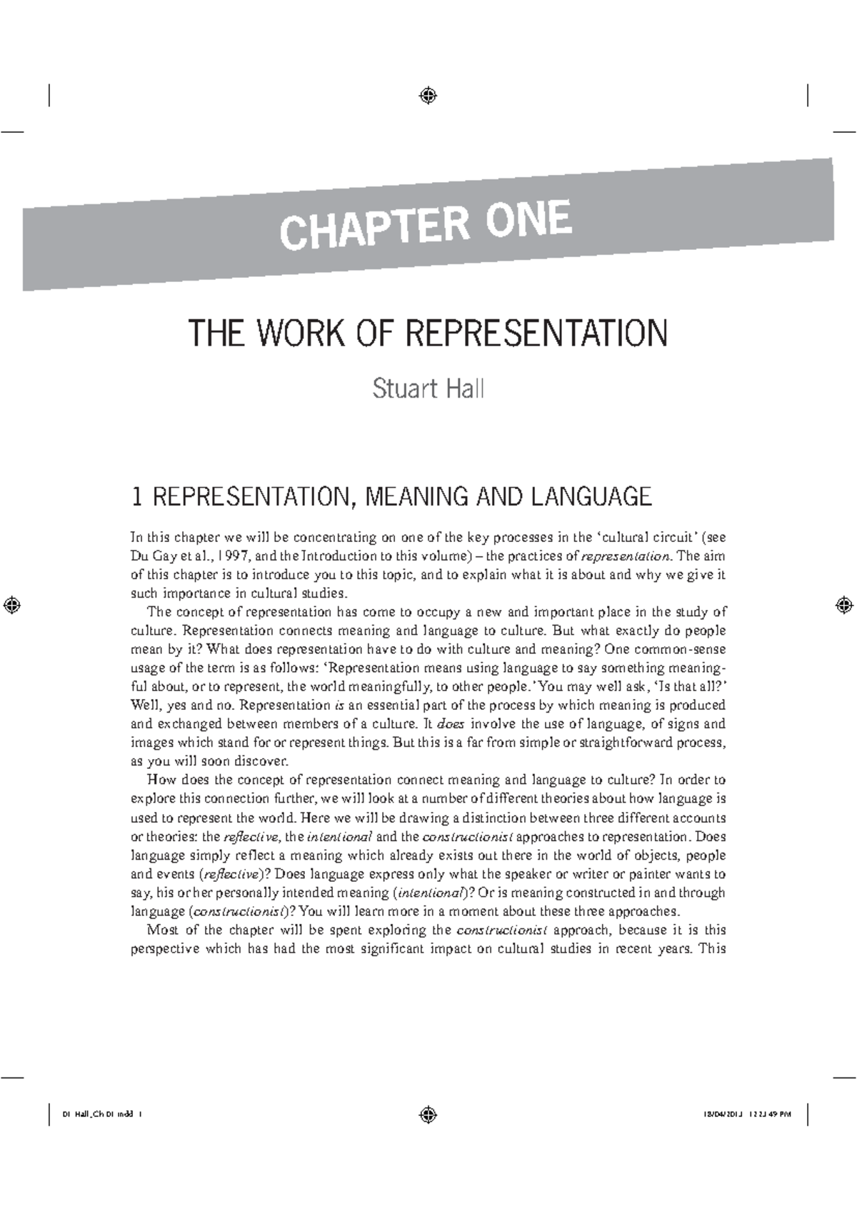 The work of representation - Stuart Hall - THE WORK OF REPRESENTATION ...