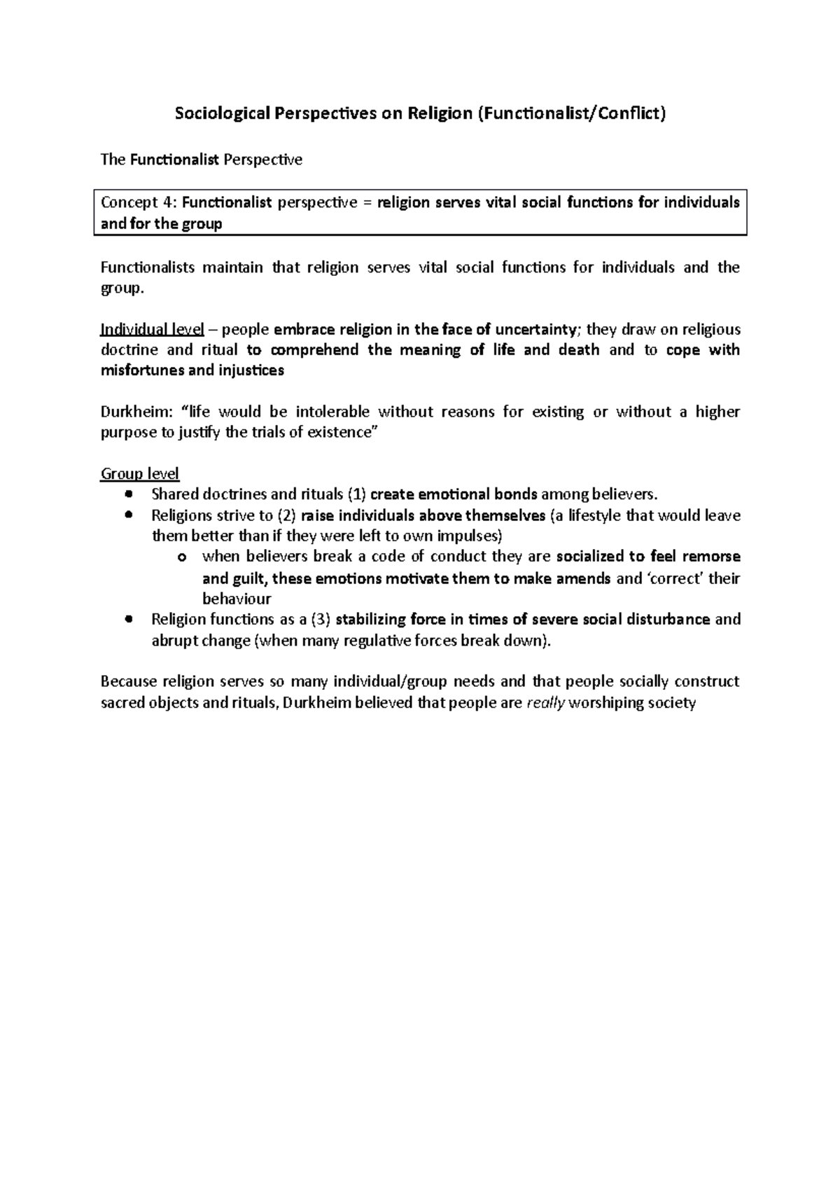 Sociological Perspectives on Religion - Individual level – people ...