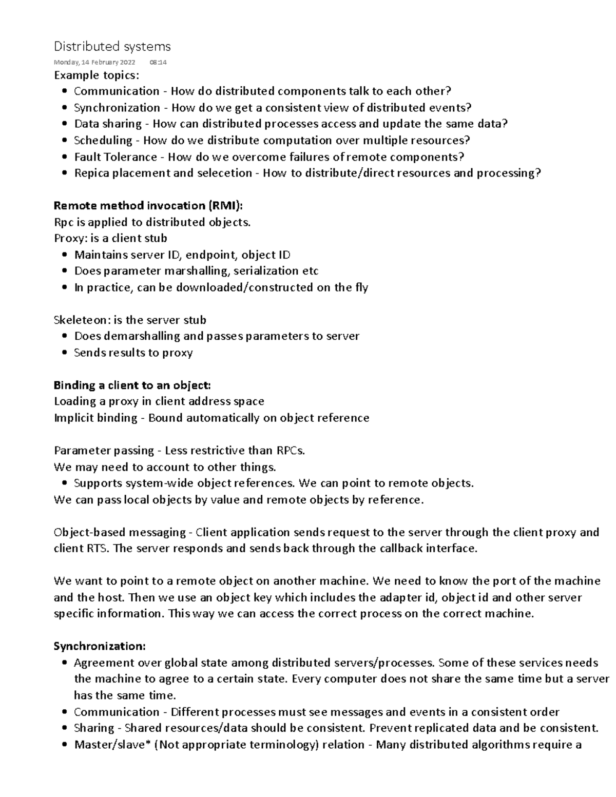 Distributed systems 1 - džĂŵƉůĞ ƚŽƉŝĐƐ͗ ͻ ŽŵŵƵŶŝĐĂƚŝŽŶ Ͳ - Studocu