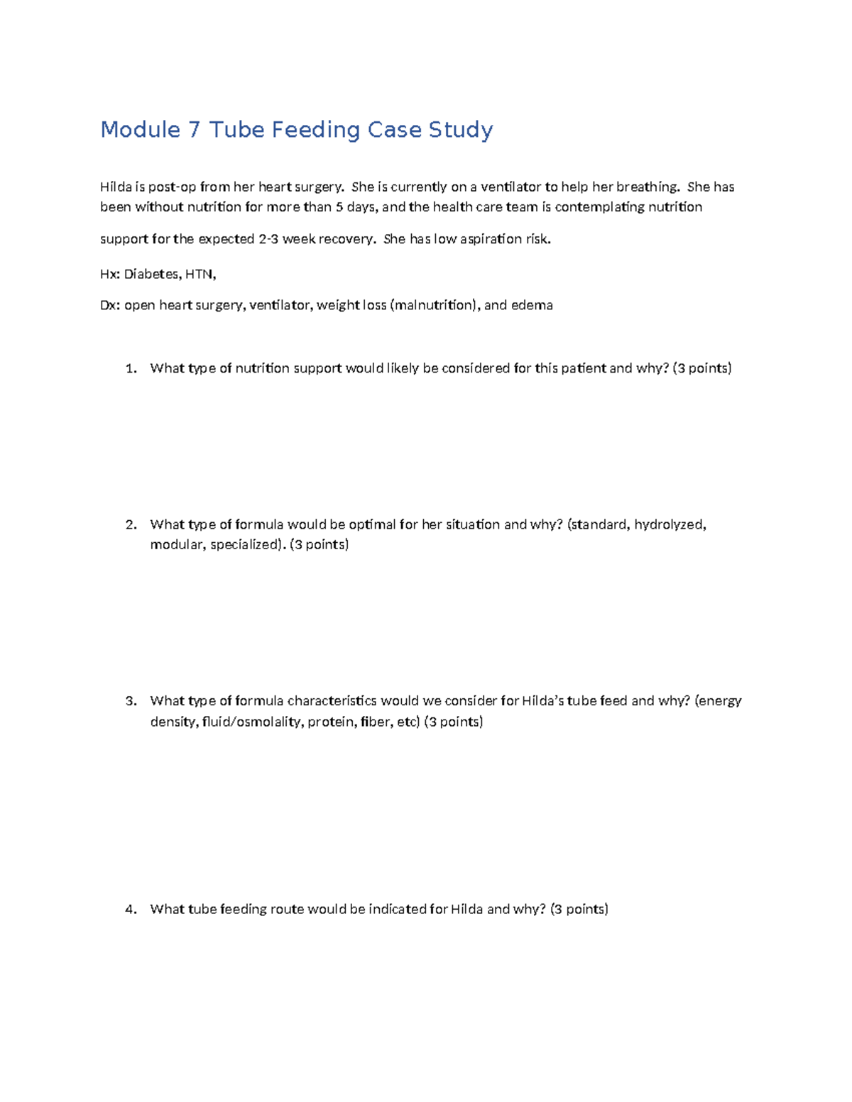 Module 7 Tube Feeding Case Study - Module 7 Tube Feeding Case Study ...