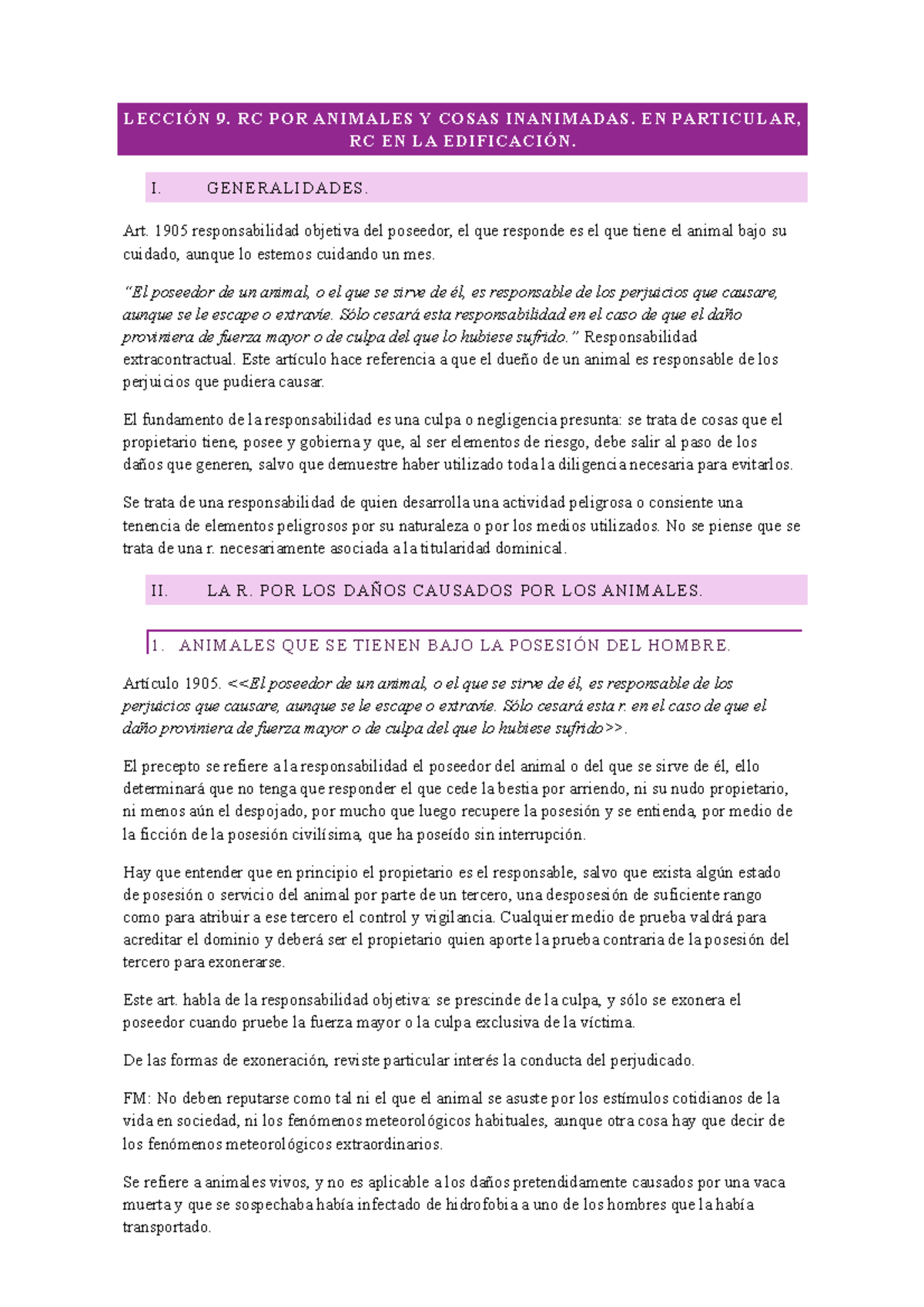 LeccióN 9 - CARMEN MUÑOZ GARCIA - LECCIÓN 9. RC POR ANIMALES Y COSAS ...