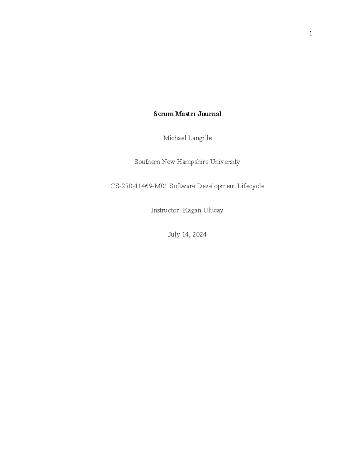 2-5 Journal Scrum Master - Scrum Master Journal Michael Langille ...
