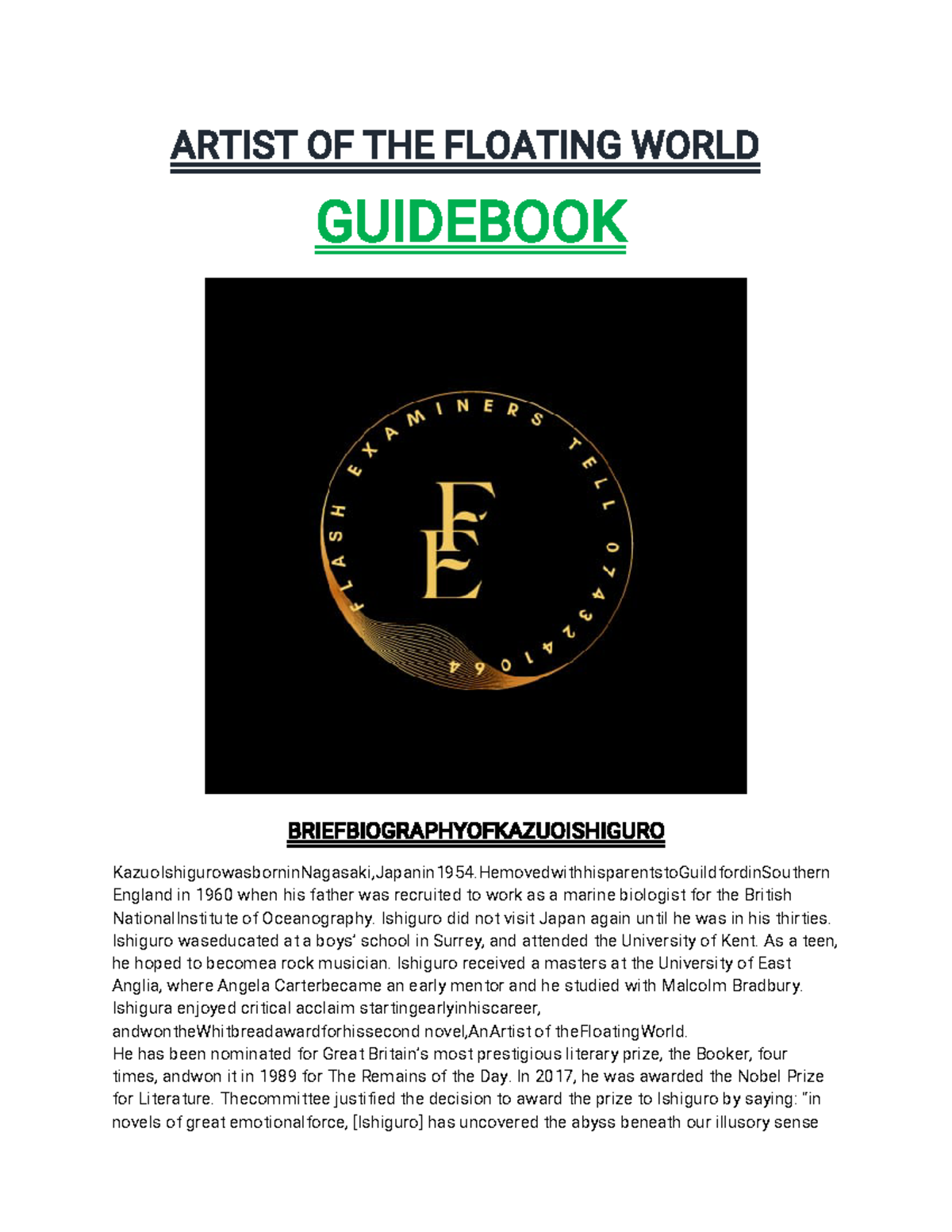 AN Artist OF THE Floating World Guide BK - ARTIST OF THE FLOATING WORLD ...