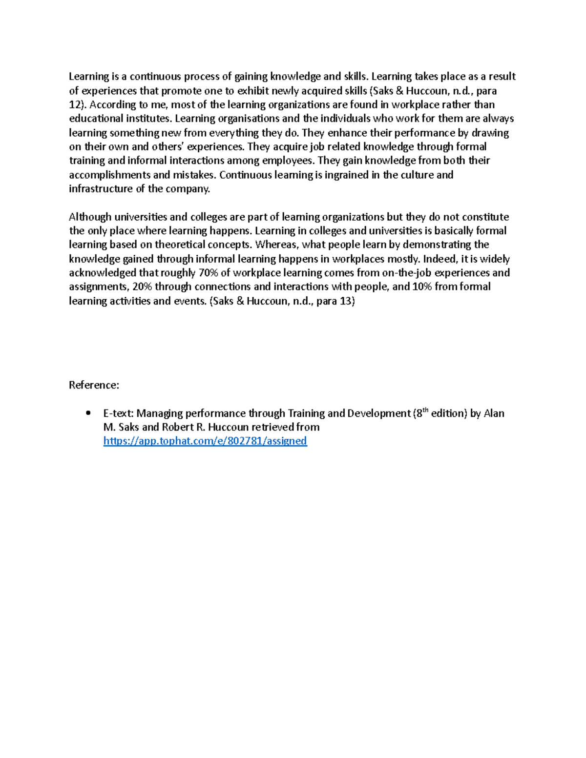 Reflection 2 - HRM8330 - Learning is a continuous process of gaining ...