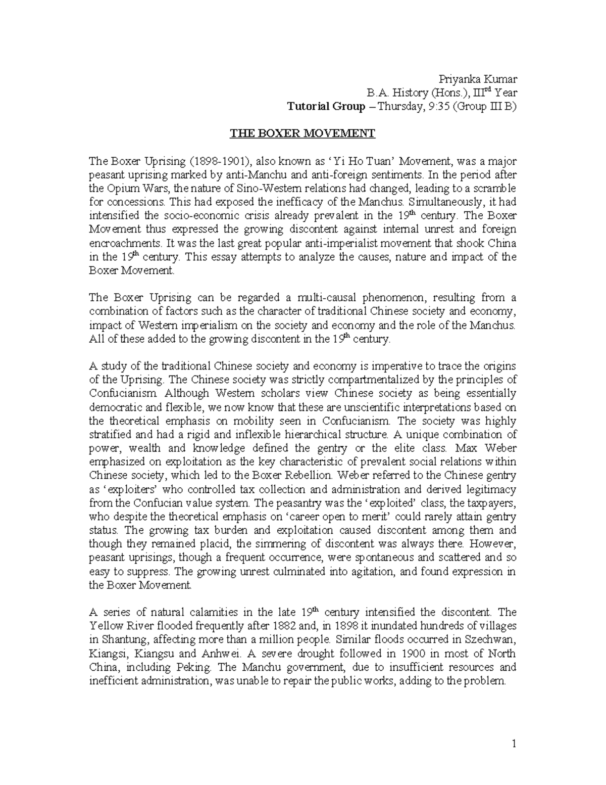 Boxer Movement - bxer history of china and japan - Priyanka Kumar B ...