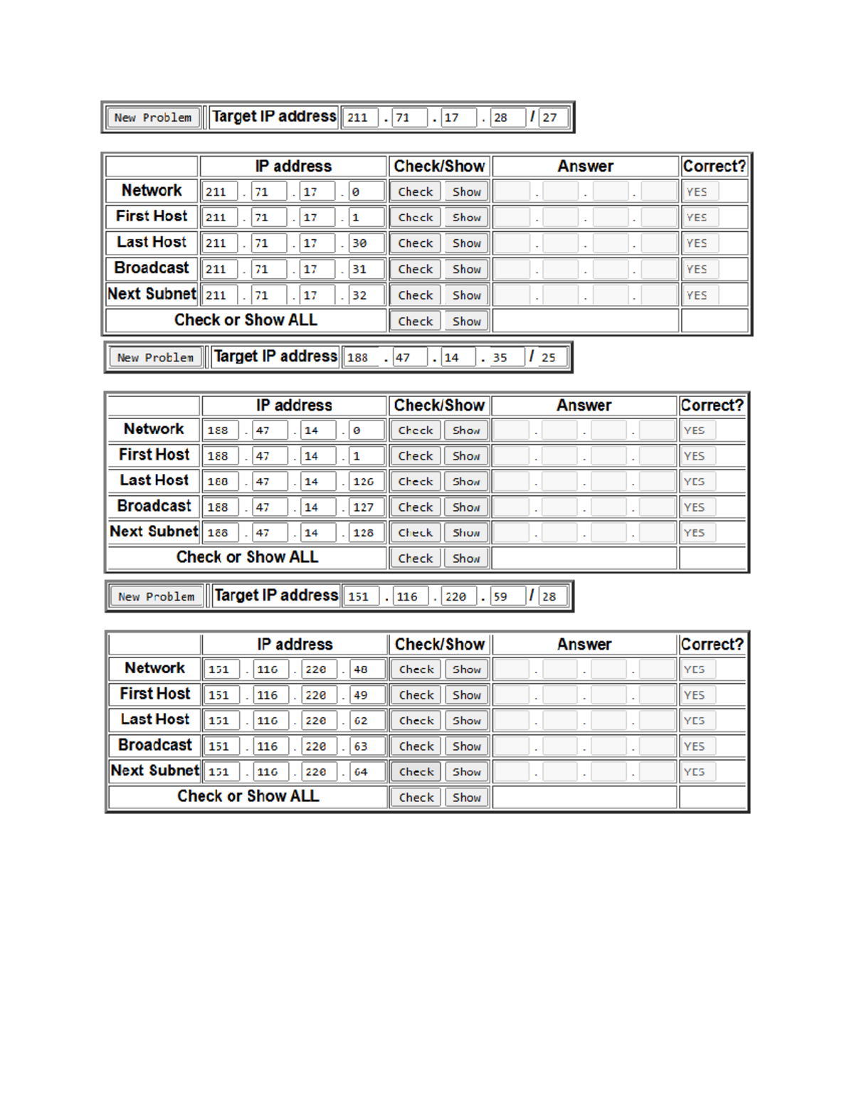 3-3 Activity Subnetting Practice - New Problem Target IP address 211 ...