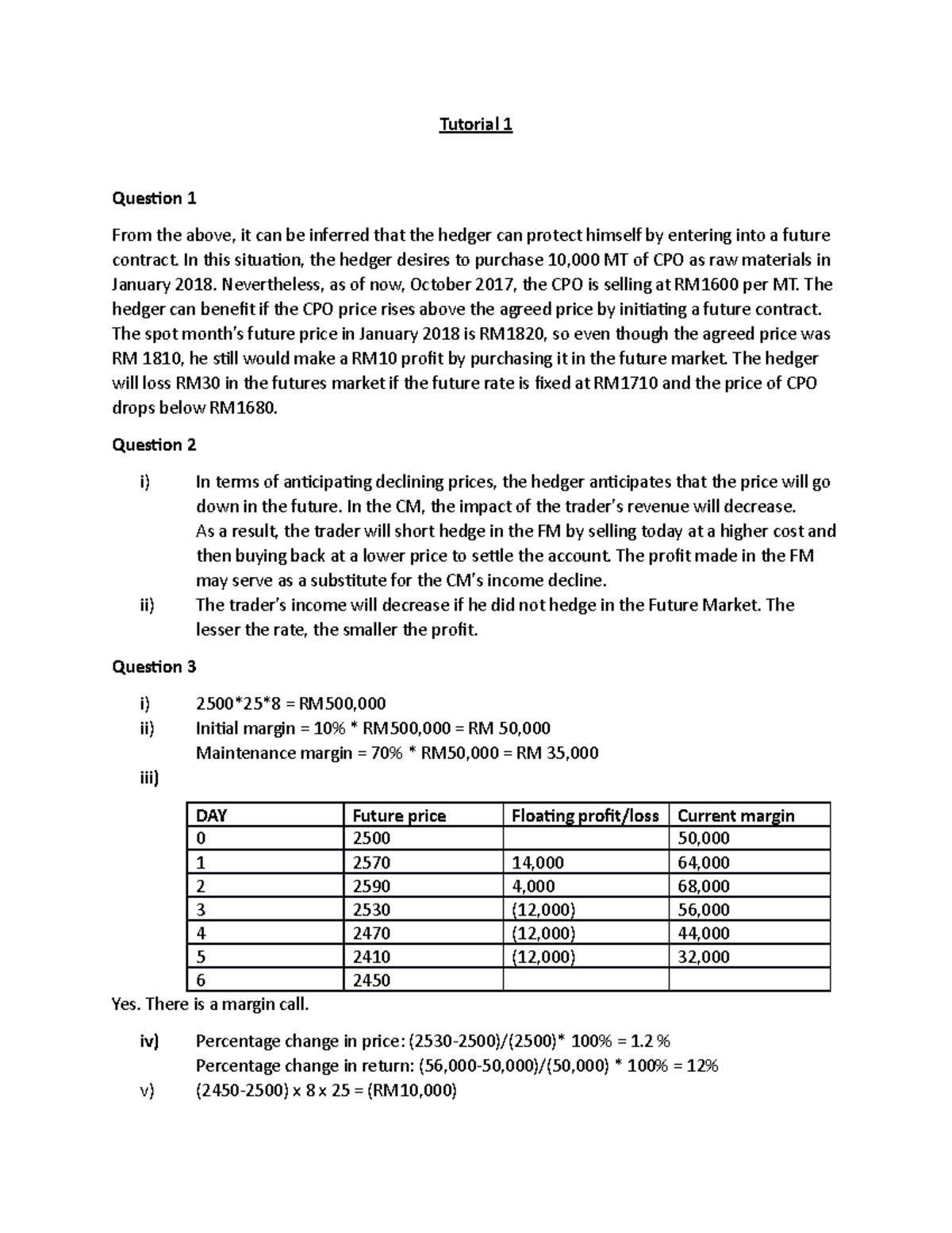Tutorial 1 - Tutorial 1 Question 1 From the above, it can be inferred that the hedger can ...