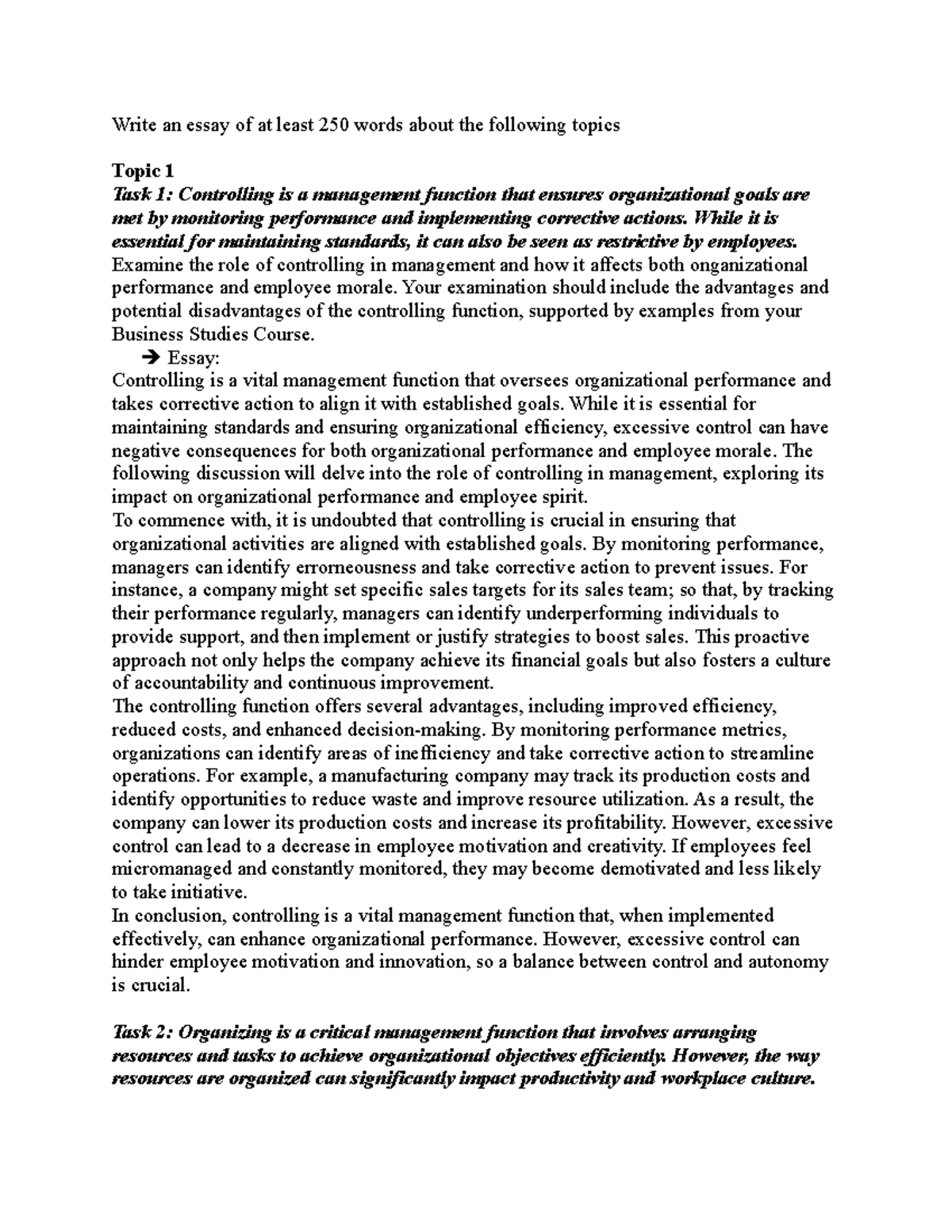 ESP - ESP - Write an essay of at least 250 words about the following ...