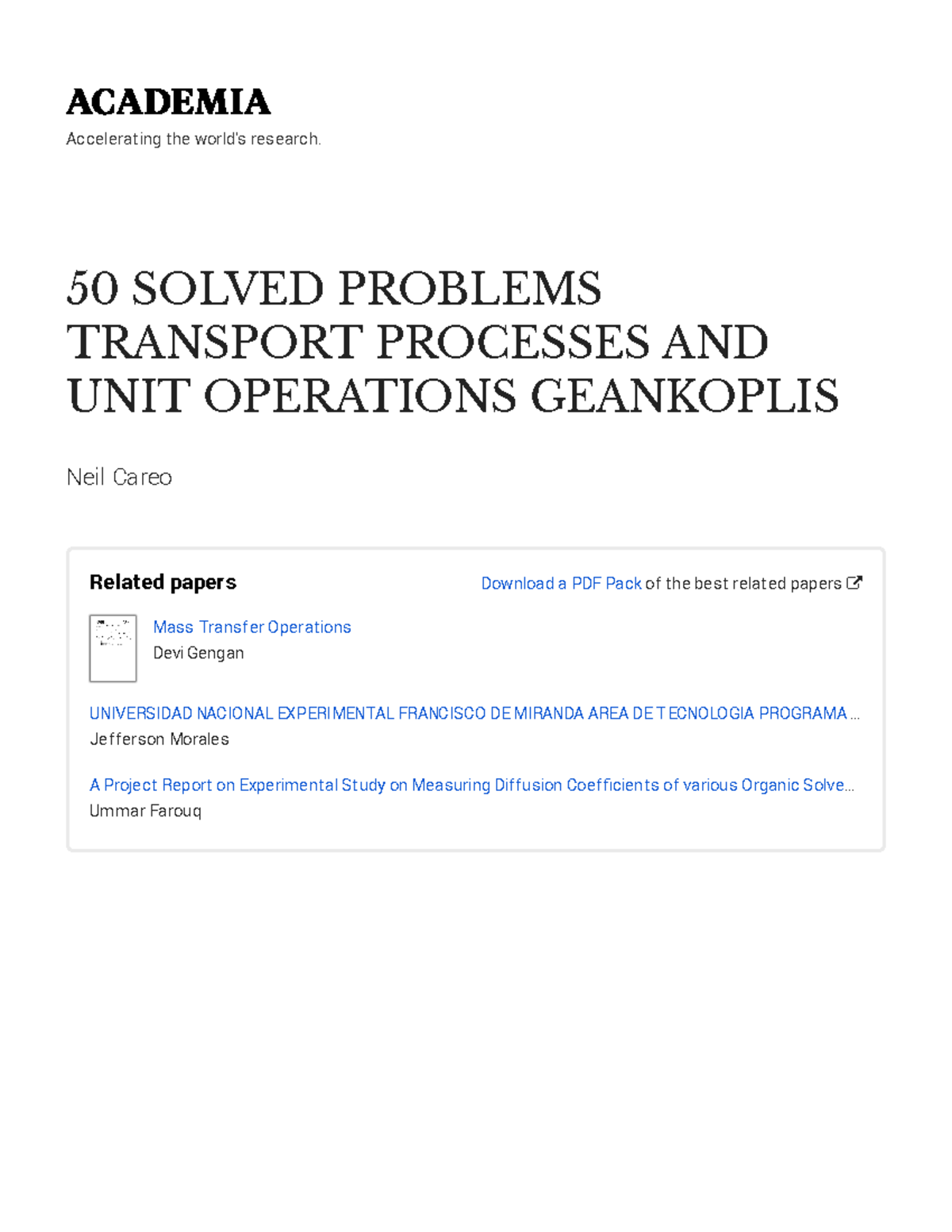 50 solved problems transport processes and unit operations geankoplis ... 50 solved problems transport processes and unit operations geankoplis ...