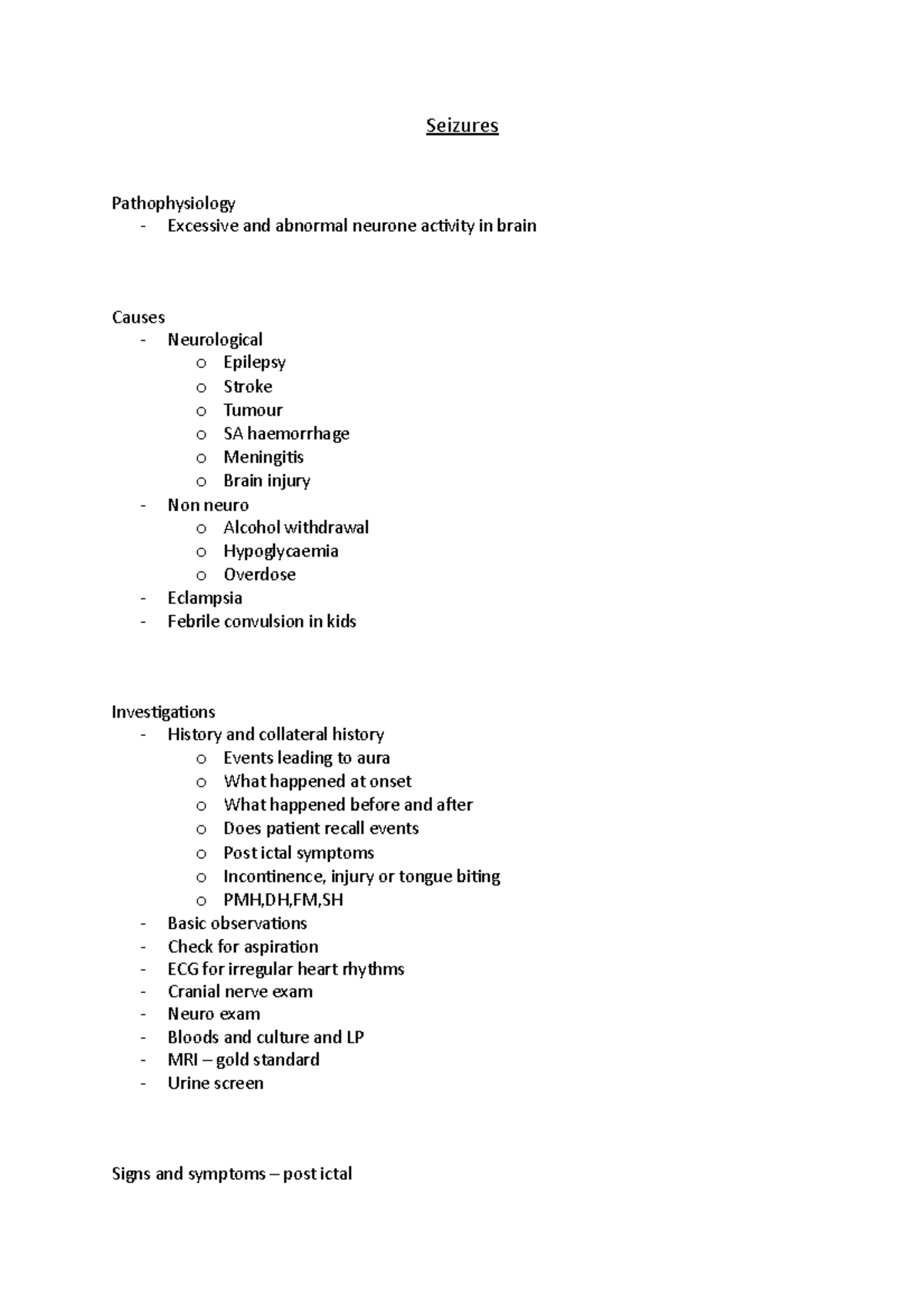 Seizures and epilepsy - Lecture notes 114 - Seizures Pathophysiology ...