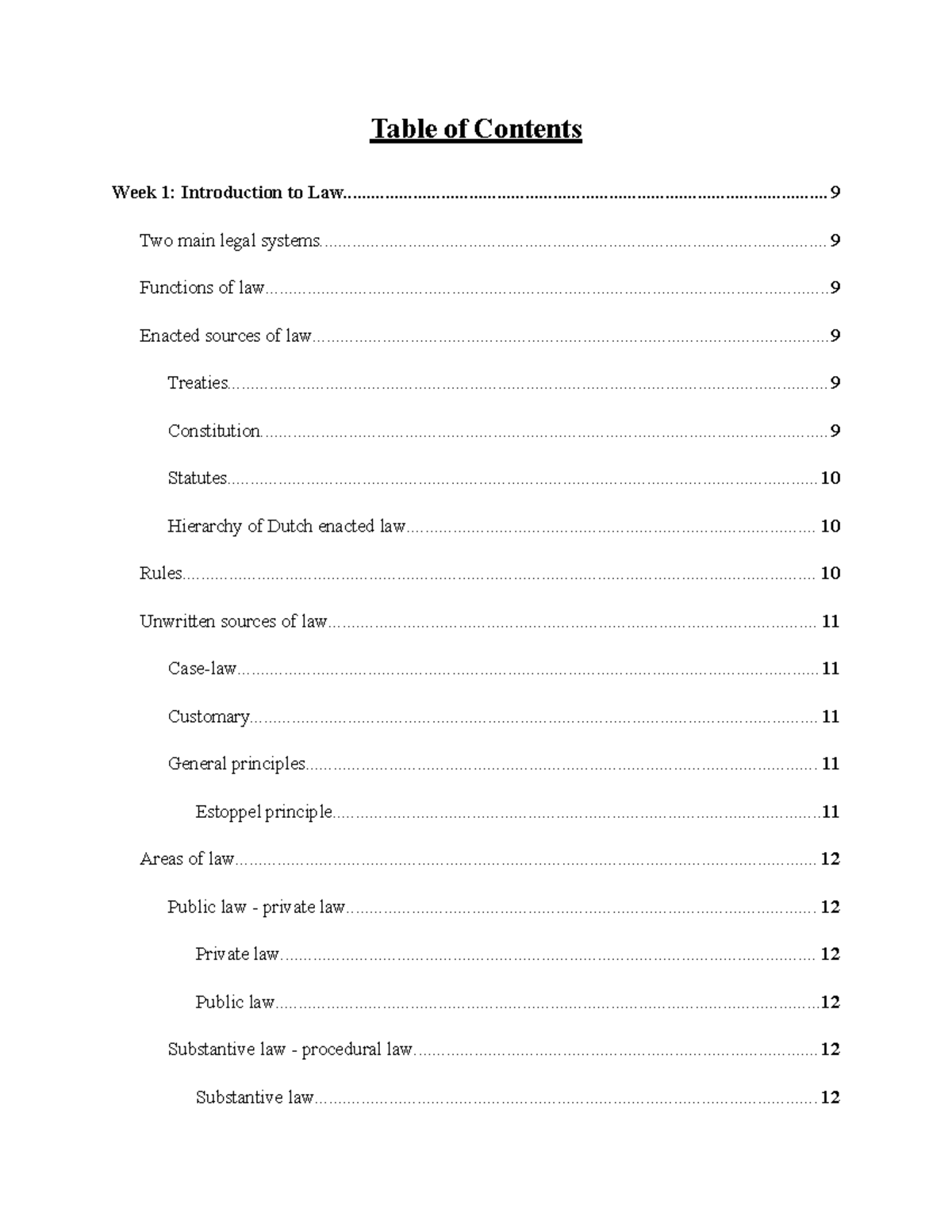 LLS Notes compilation (only Law part) - Table of Contents Week 1 ...