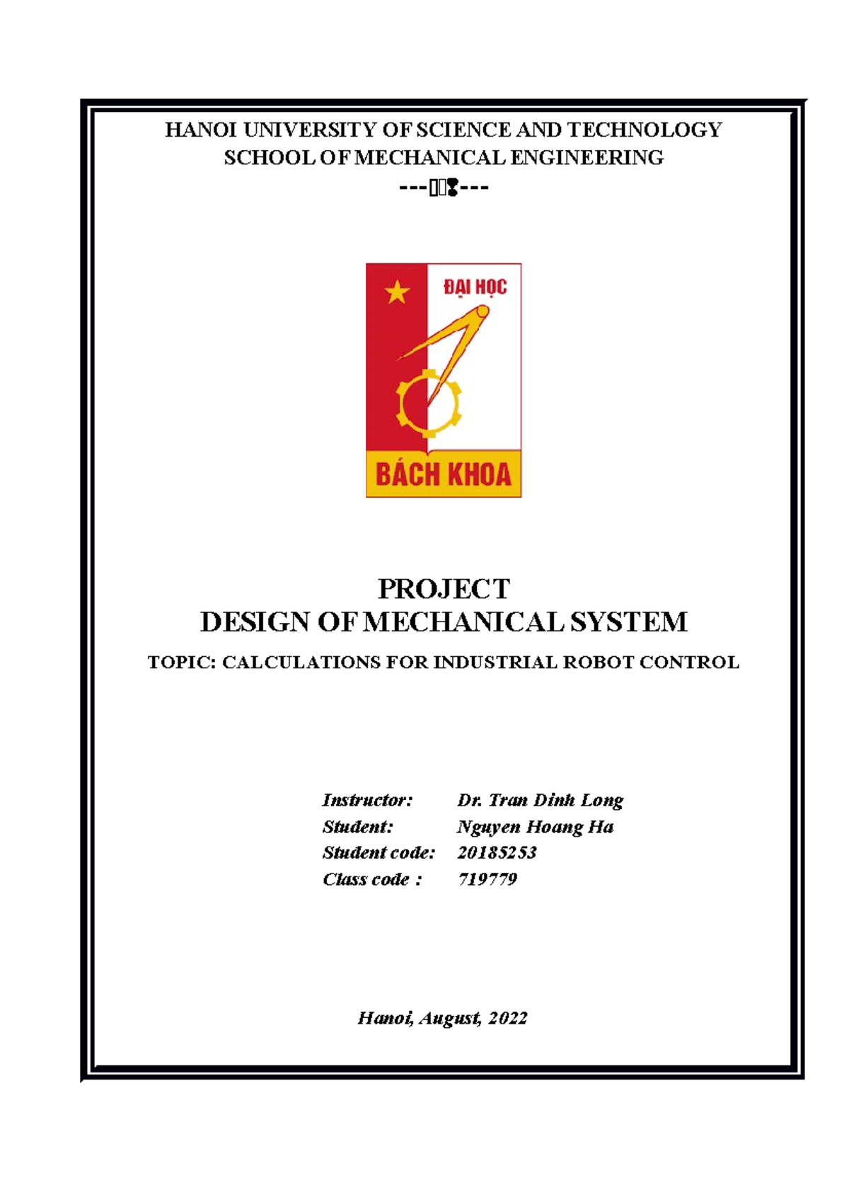 Final report 1 - Copy - Design of robot RRR control - HANOI UNIVERSITY ...