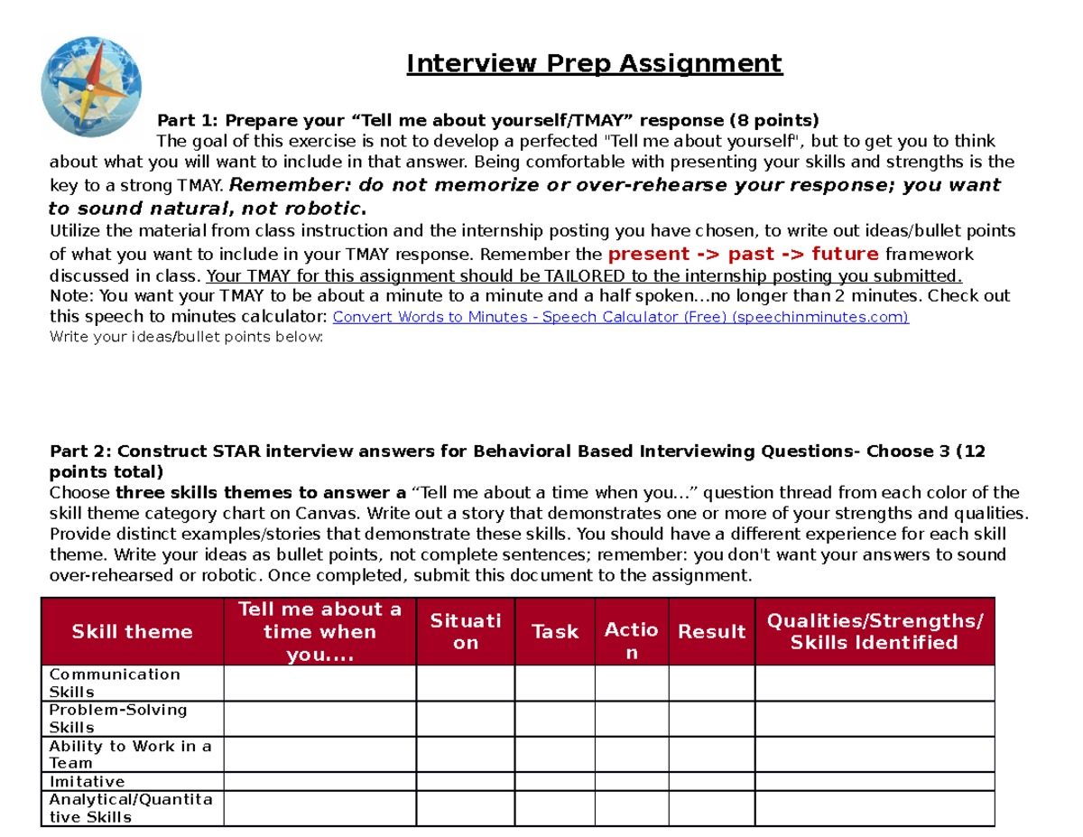 Interview Prep - Being comfortable with presenting your skills and ...