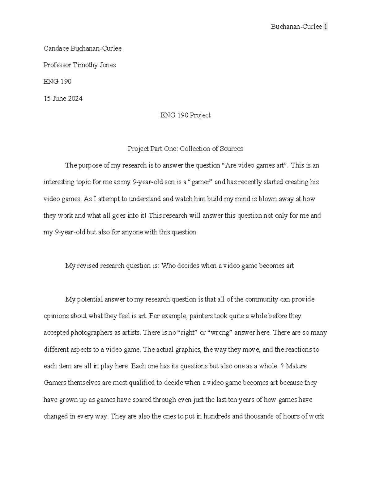 ENG 190 Final Project - got and A - Candace Buchanan-Curlee Professor ...