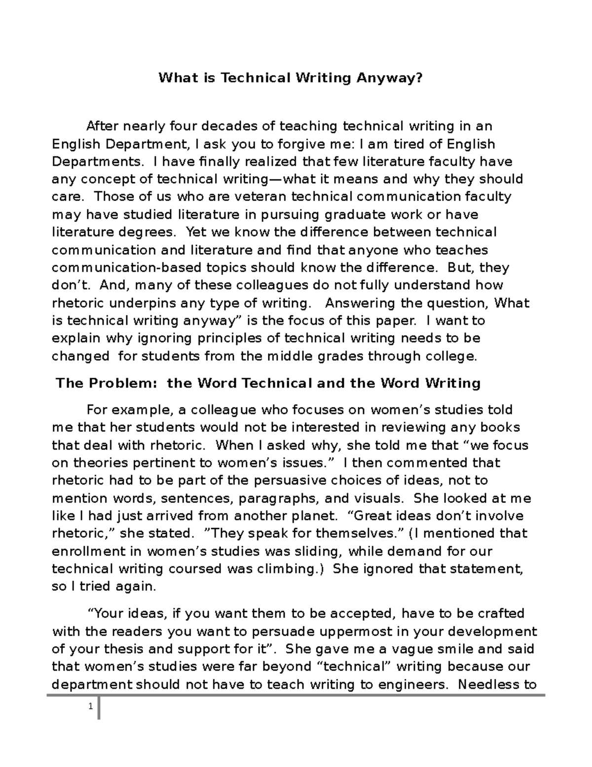 The Problem 4 The Word Technical And The Word Writing What Is