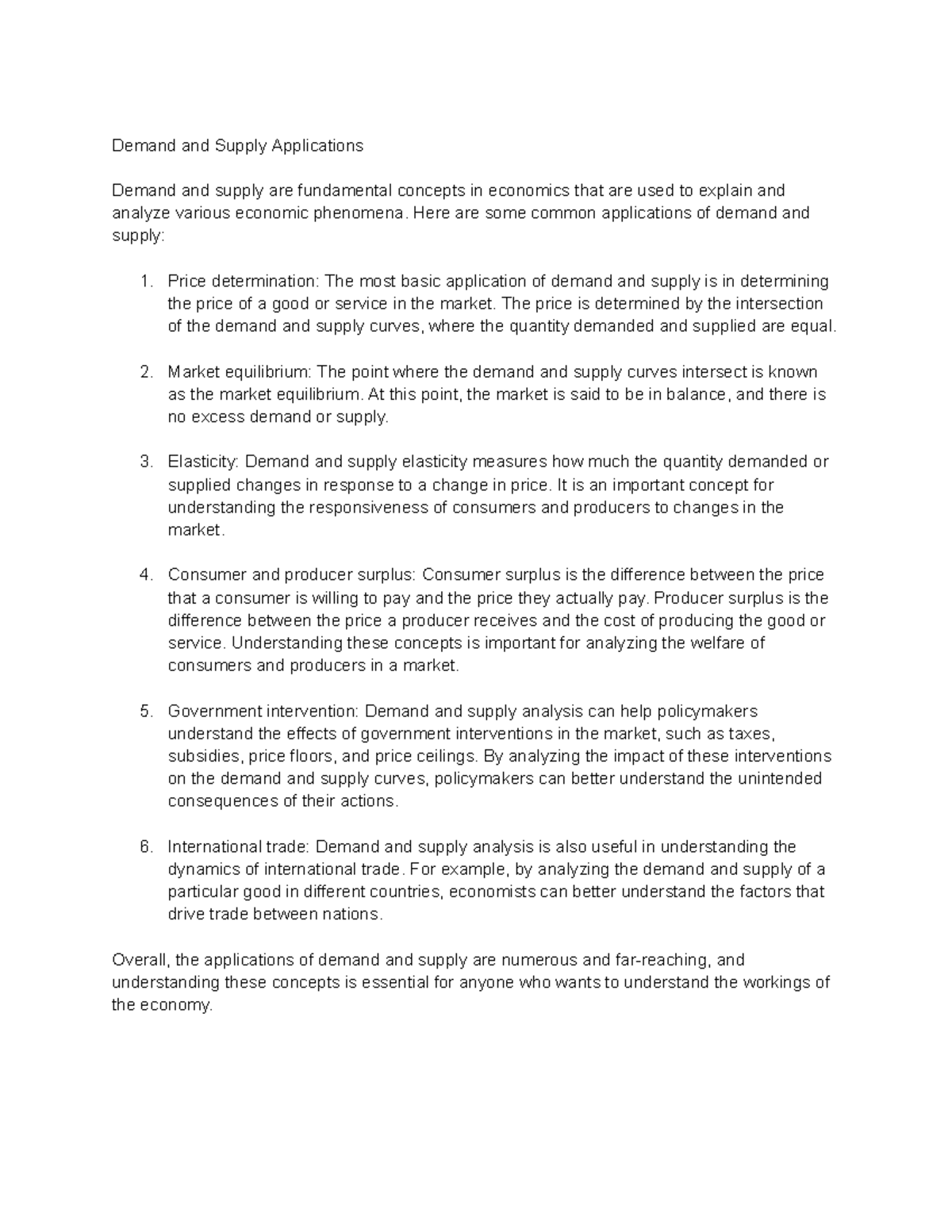 Demand and Supply Applications - Demand and Supply Applications Demand ...