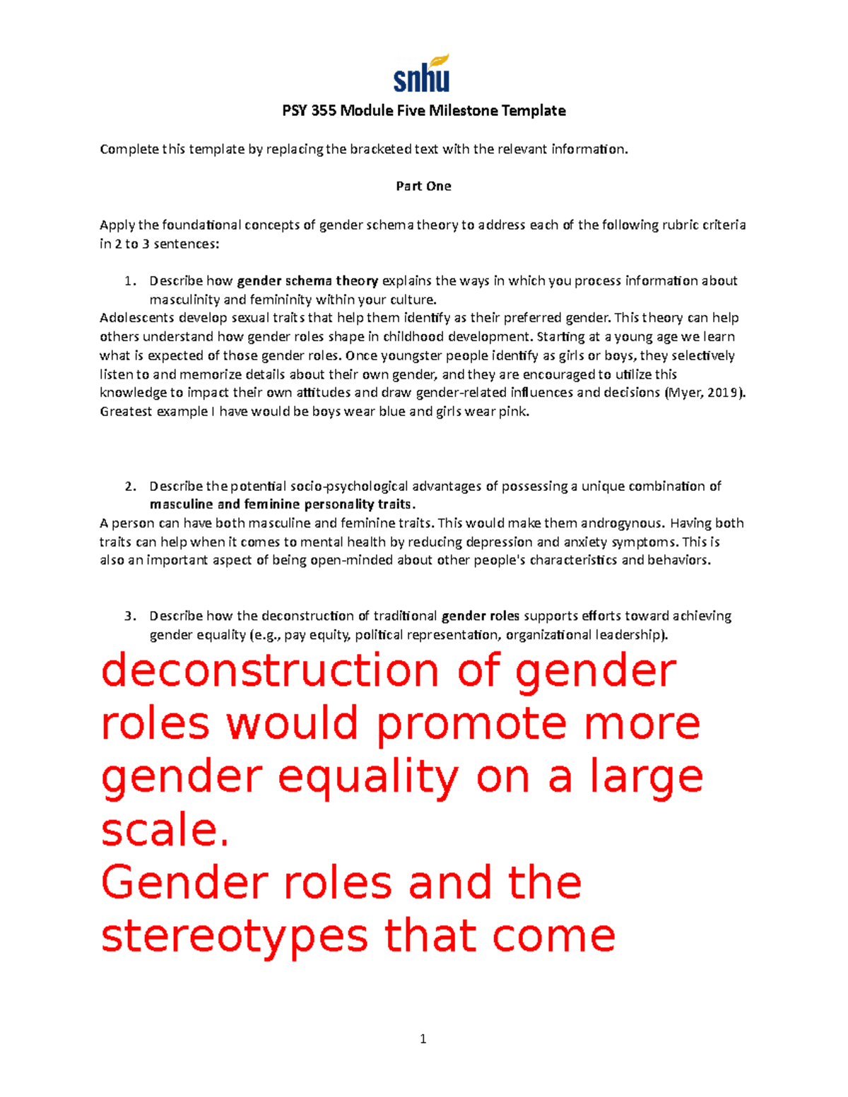 PSY 355 Module Five Milestone Template - PSY 355 Module Five Milestone ...