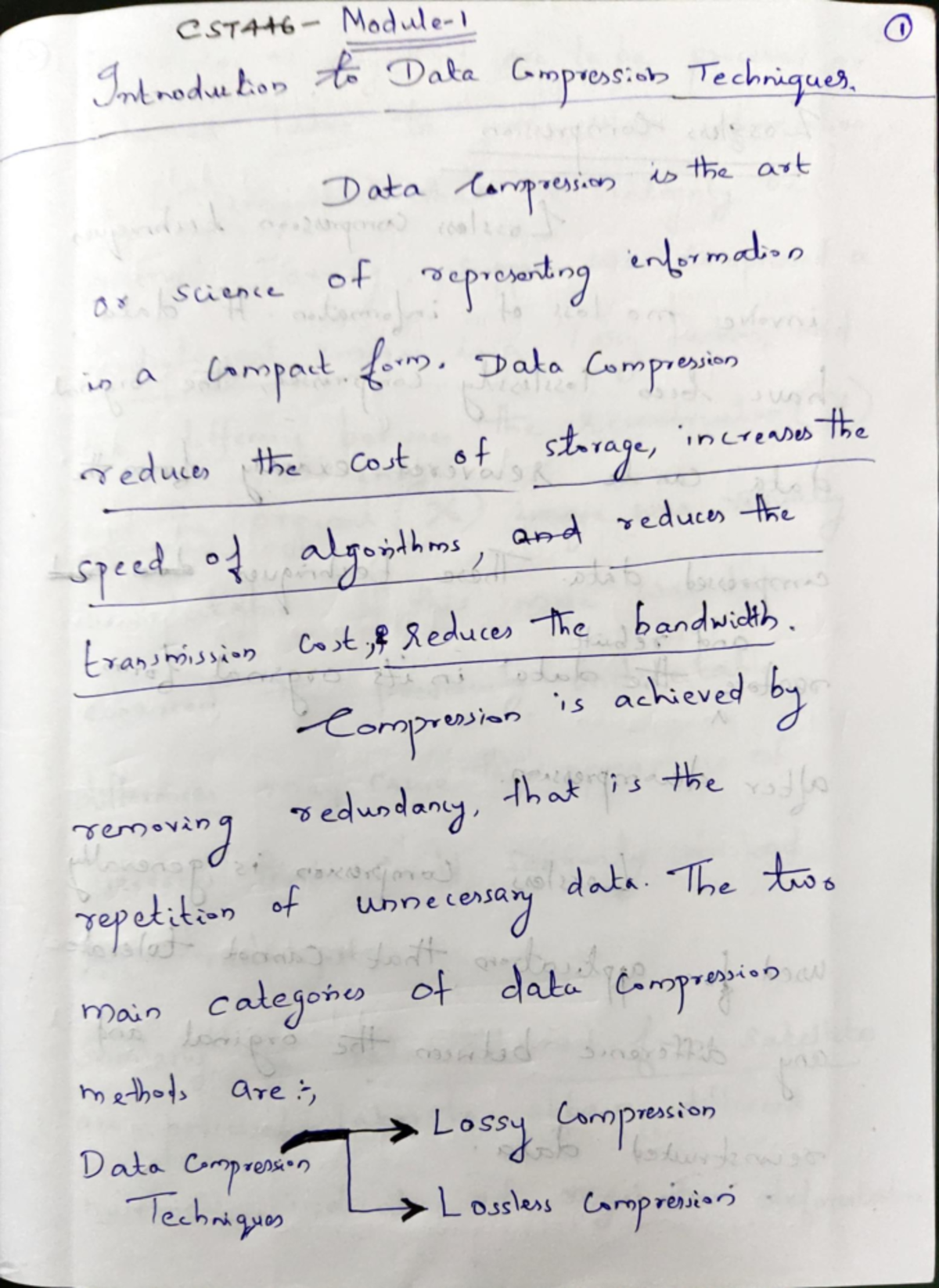 Data Compression Module-1 - data compression technique - Studocu