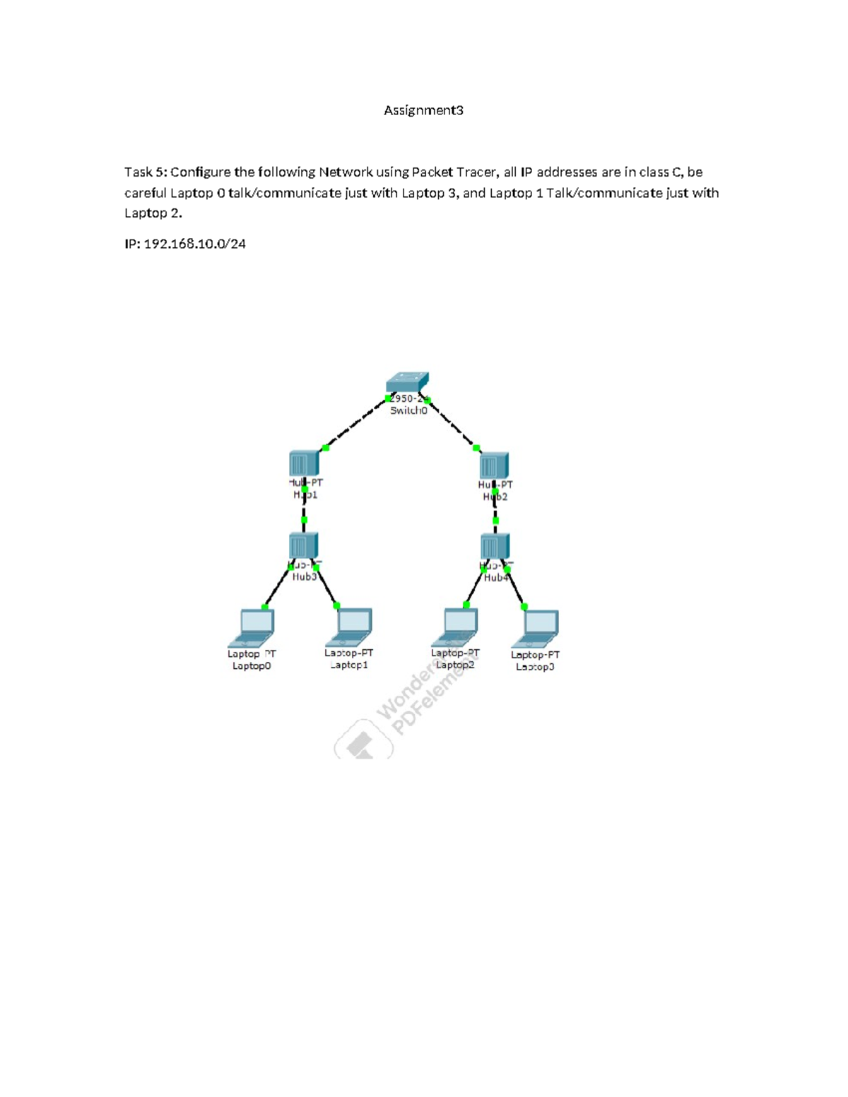 Assignment 3 - ....... - computer networks - Assignment Task 5: Configure the following Network ...