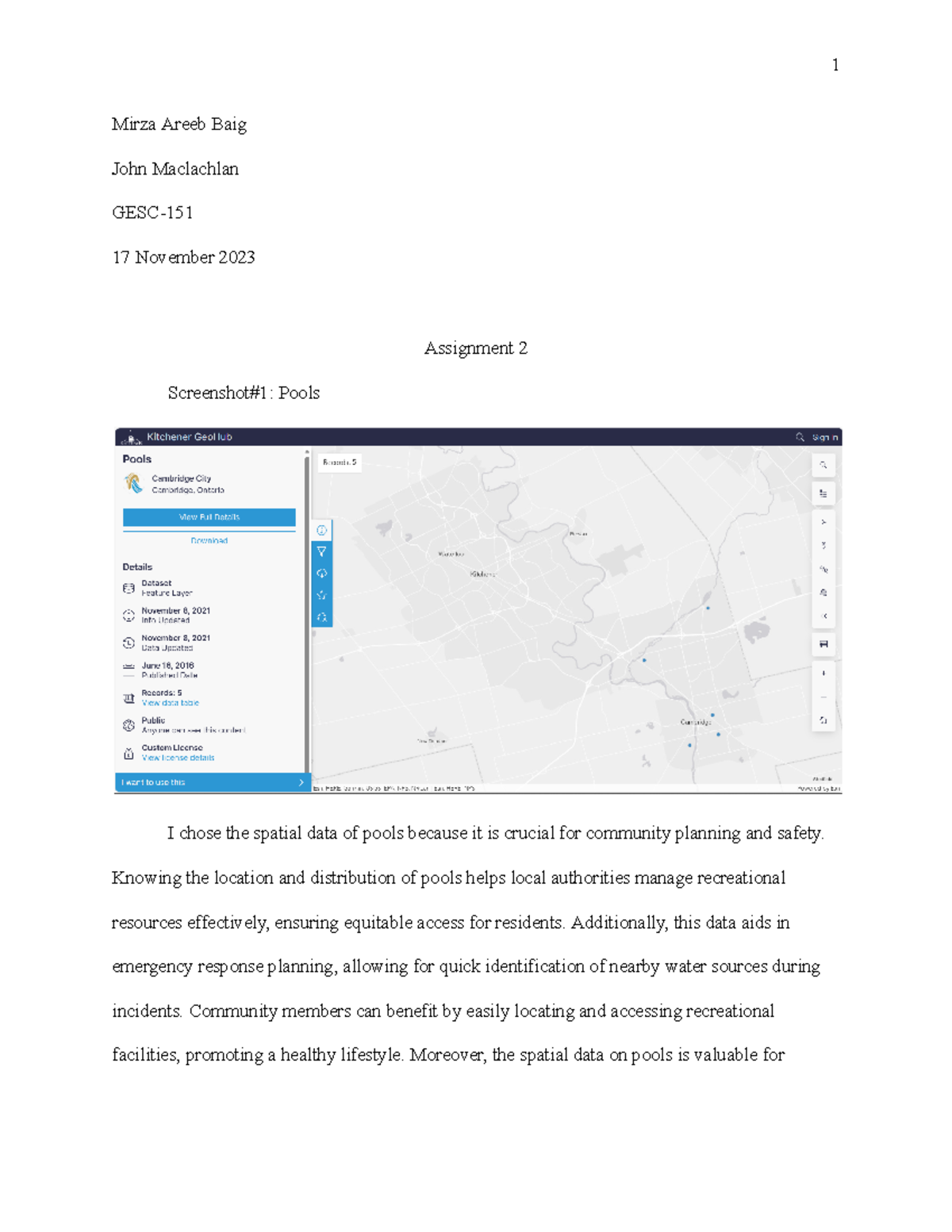 Assignment 2 - Mirza Areeb Baig John Maclachlan GESC- 17 November 2023 ...