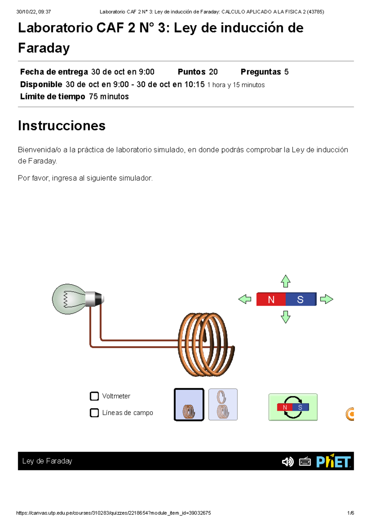Laboratorio CAF 2 N° 3 Ley de inducción de Faraday Calculo Aplicado A LA Fisica 2 (43785 ...