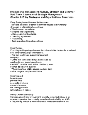 Chapter 8 Strategy Formulation and Implementation - International ...