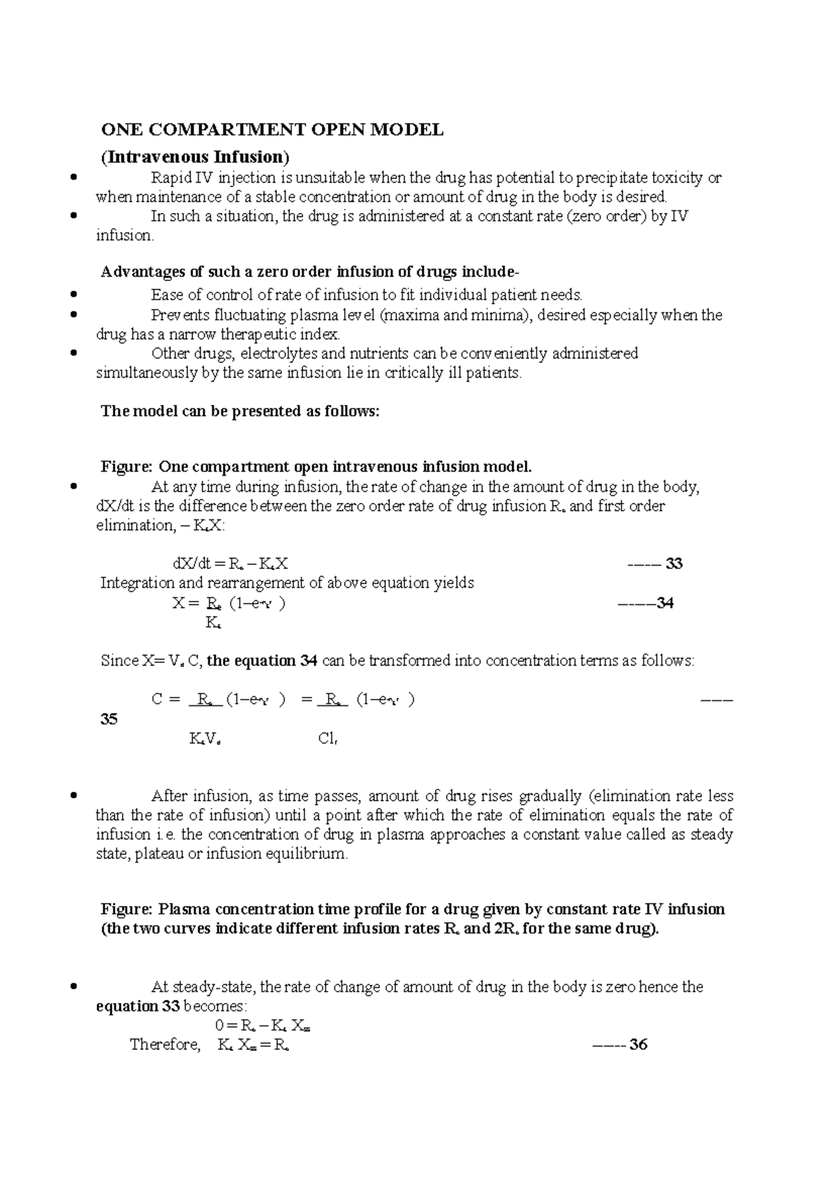 ONE Compartment OPEN MODE1( bolus ) - ONE COMPARTMENT OPEN MODEL ...