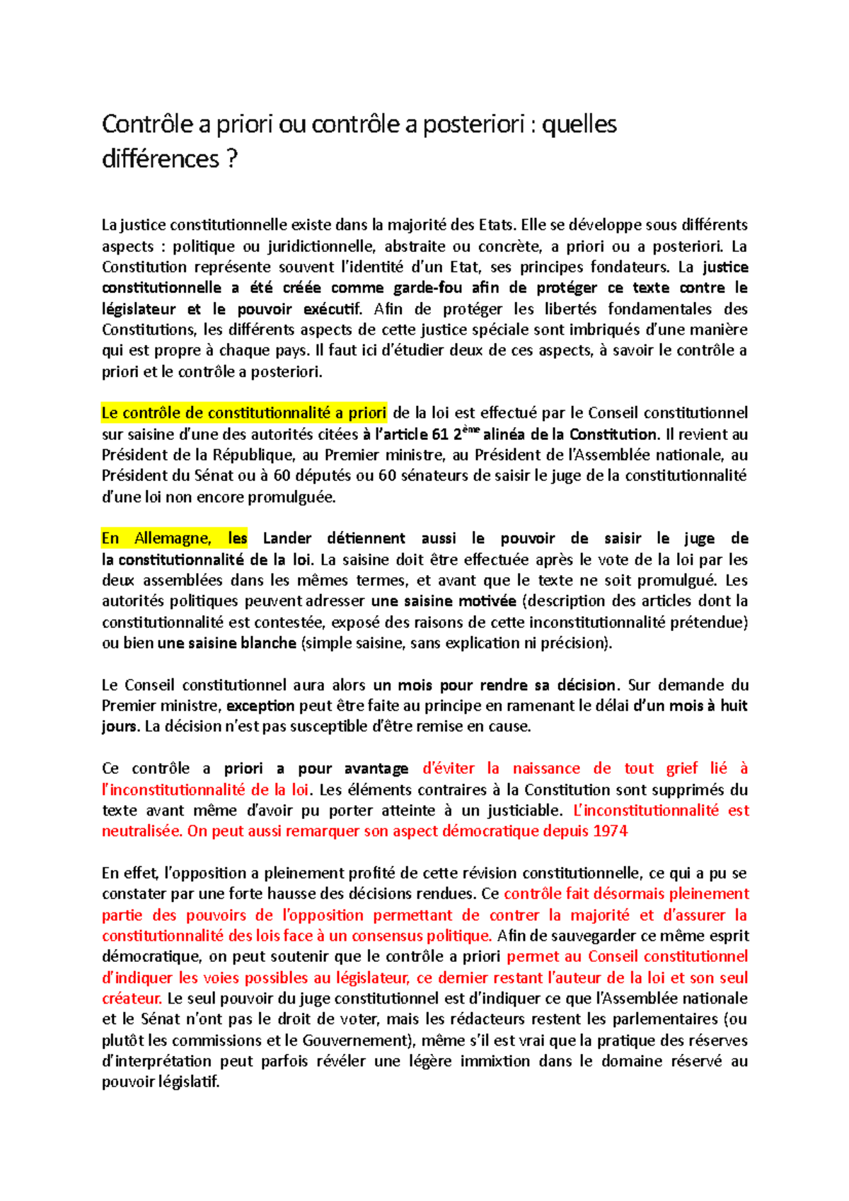 Contrôle a priori ou contrôle a posteriori - Contrôle a priori ou ...
