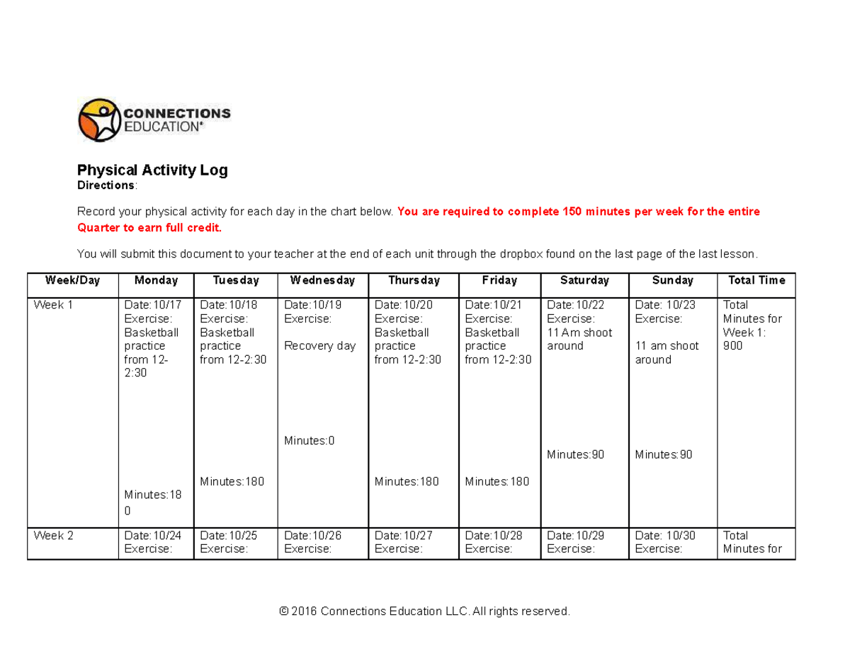 Copy of PE 2 Qtr. 2 Activity Tracker - Physical Activity Log Directions ...